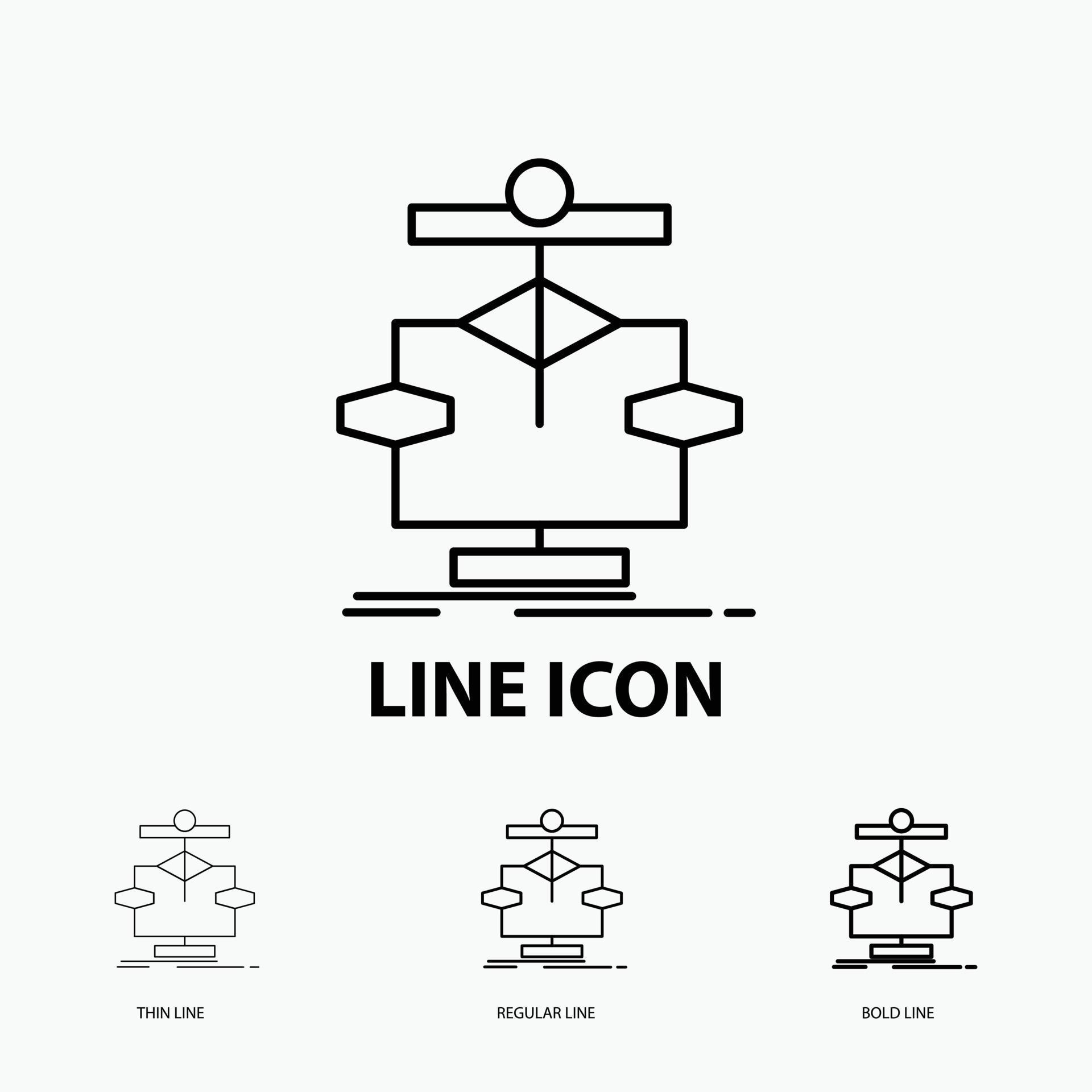 Algorithm Chart Data Diagram Flow Icon In Thin Regular And Bold Line Style Vector