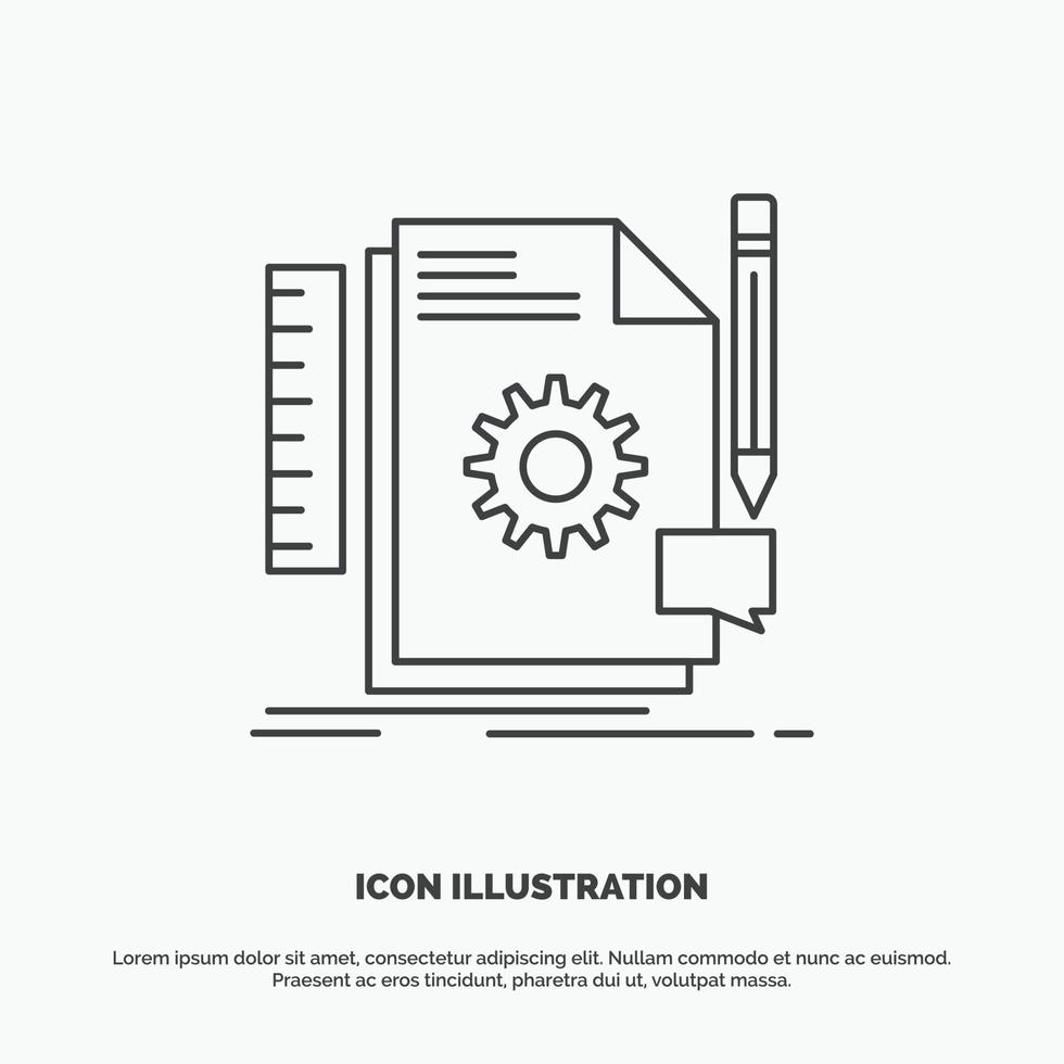 Creative. design. develop. feedback. support Icon. Line vector gray symbol for UI and UX ...
