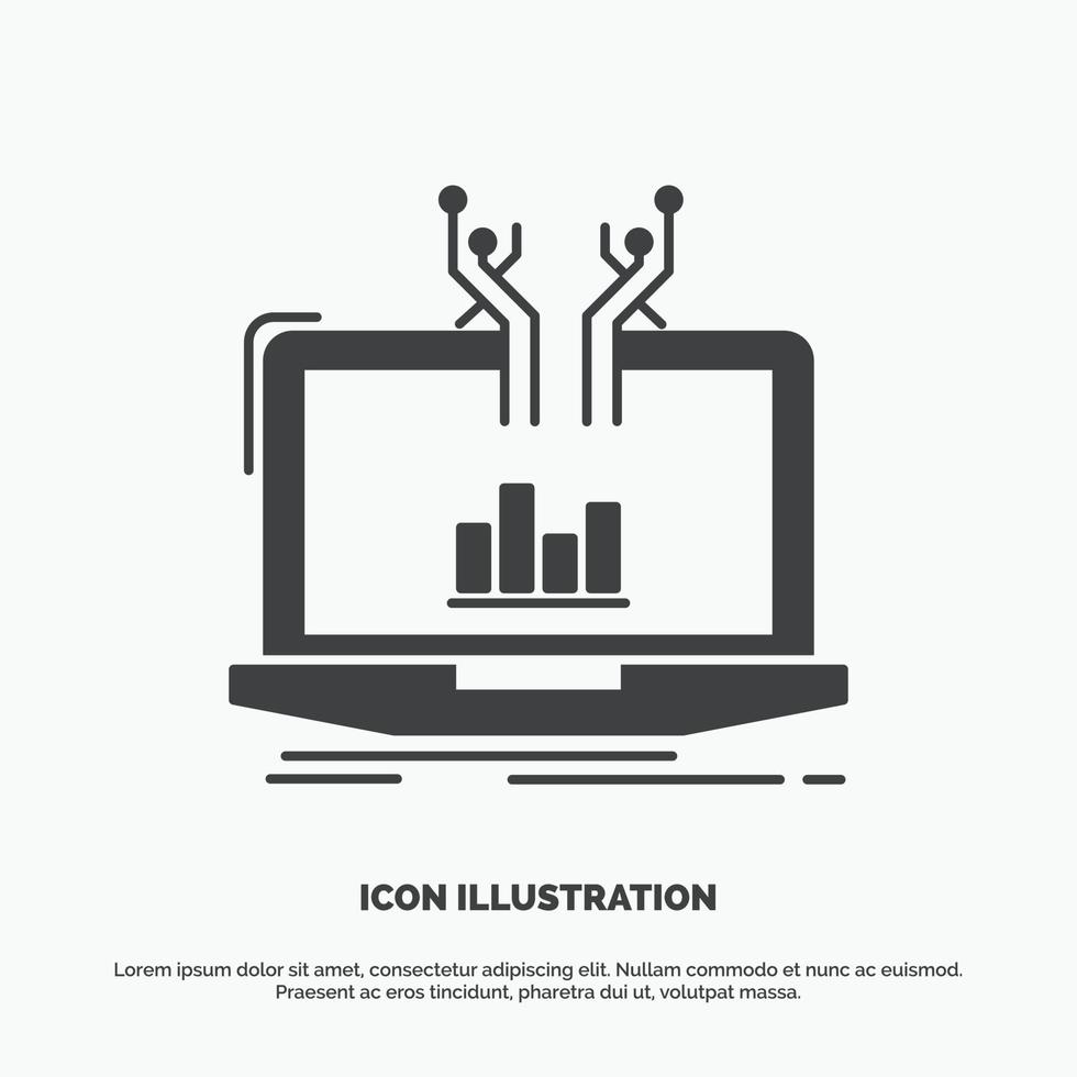 Analysis. analytical. management. online. platform Icon. glyph vector gray symbol for UI and UX ...