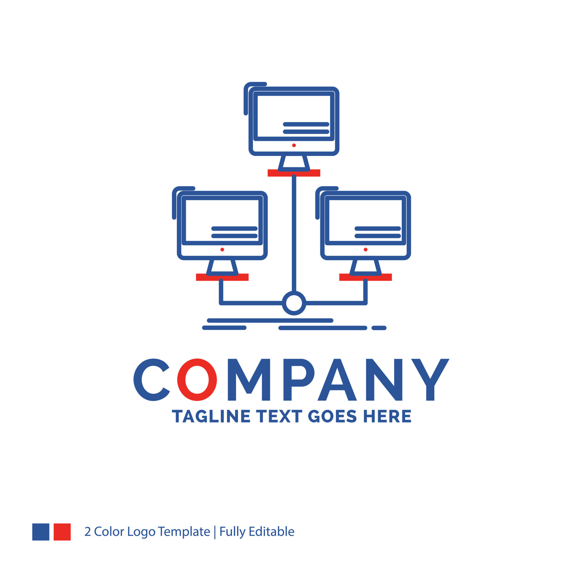 Company Name Logo Design For Database Distributed Connection Network Computer Blue And Red