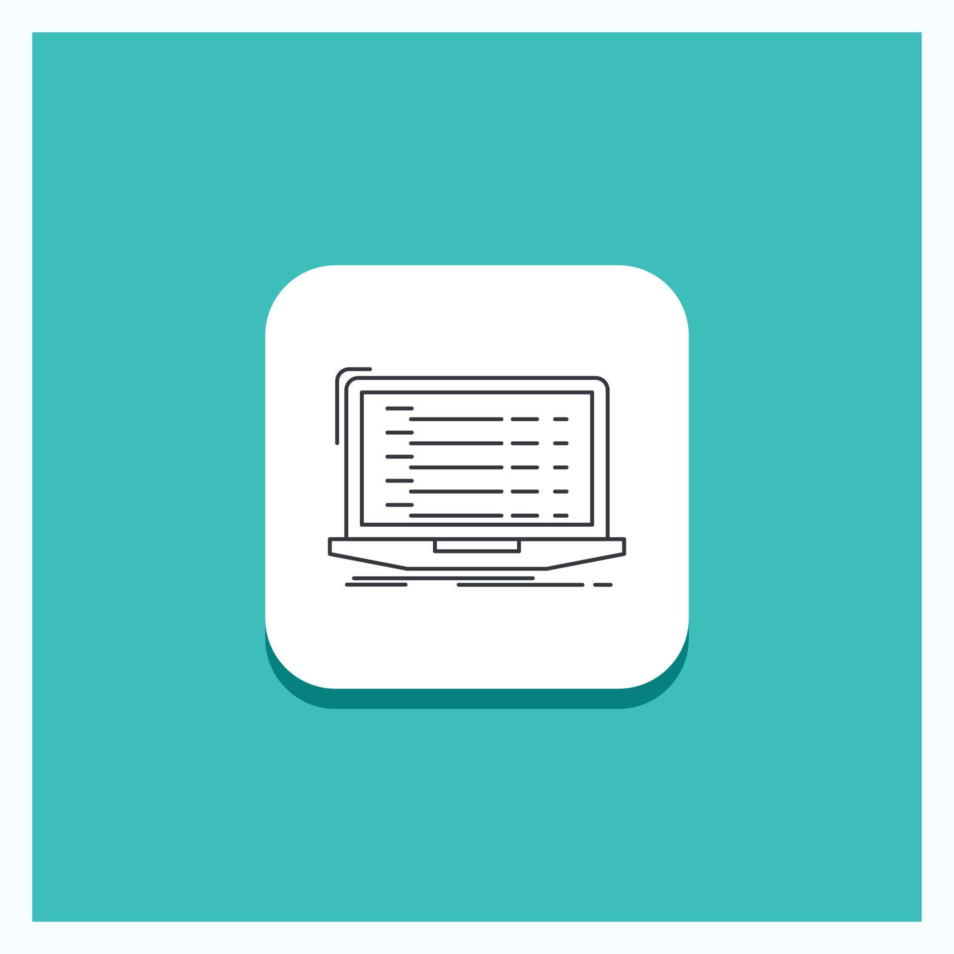 Round Button for Api. app. coding. developer. laptop Line icon Turquoise Background 12928404 ...