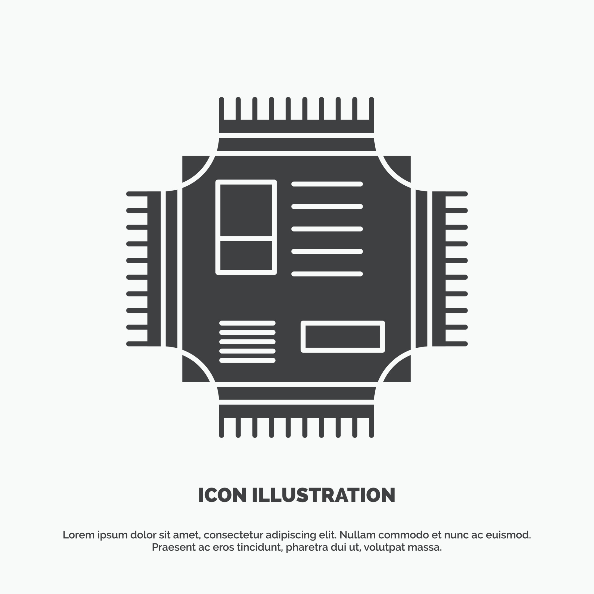 Chip Cpu Microchip Processor Technology Icon Glyph Vector Gray