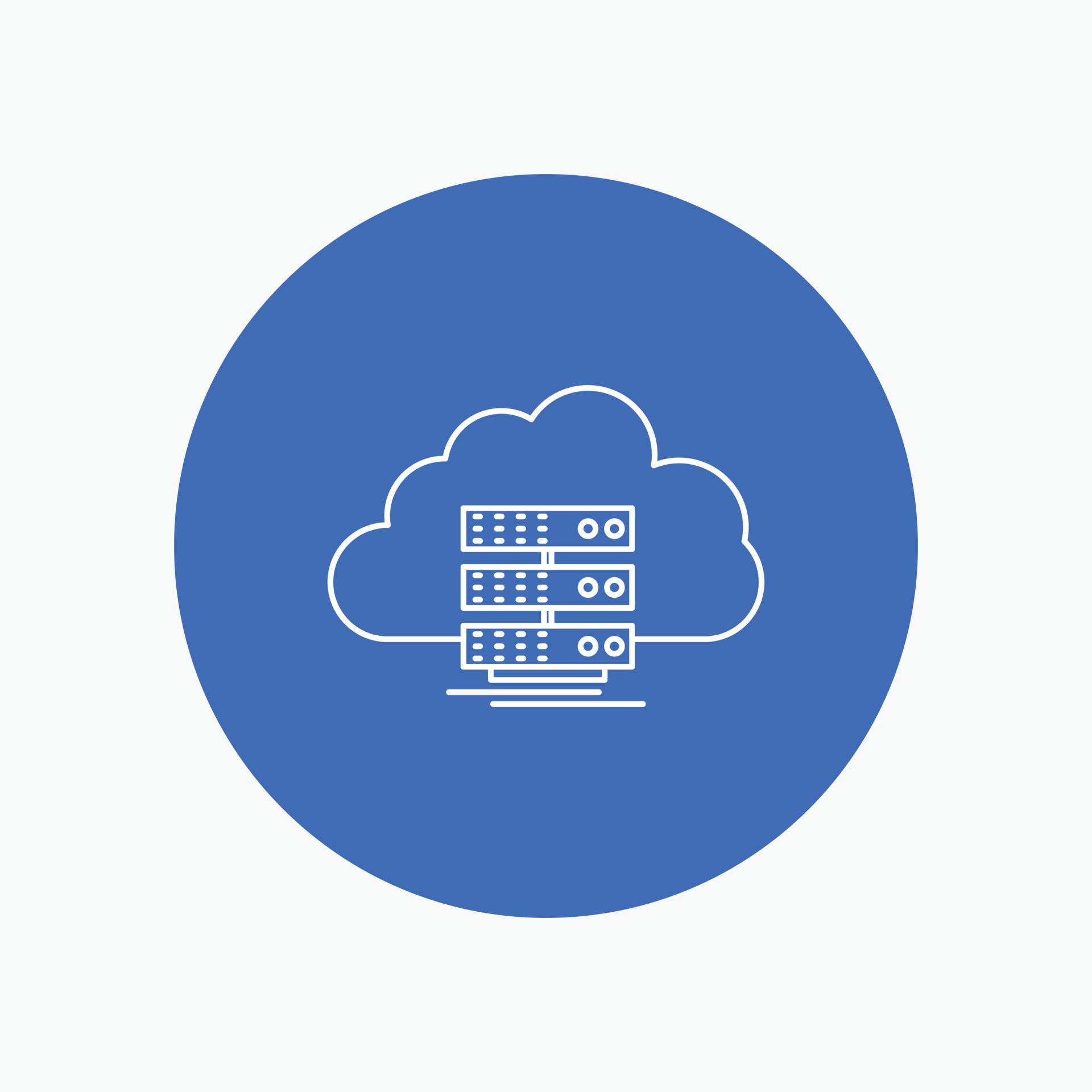 Cloud Storage Computing Data Flow White Line Icon In Circle Background Vector Icon