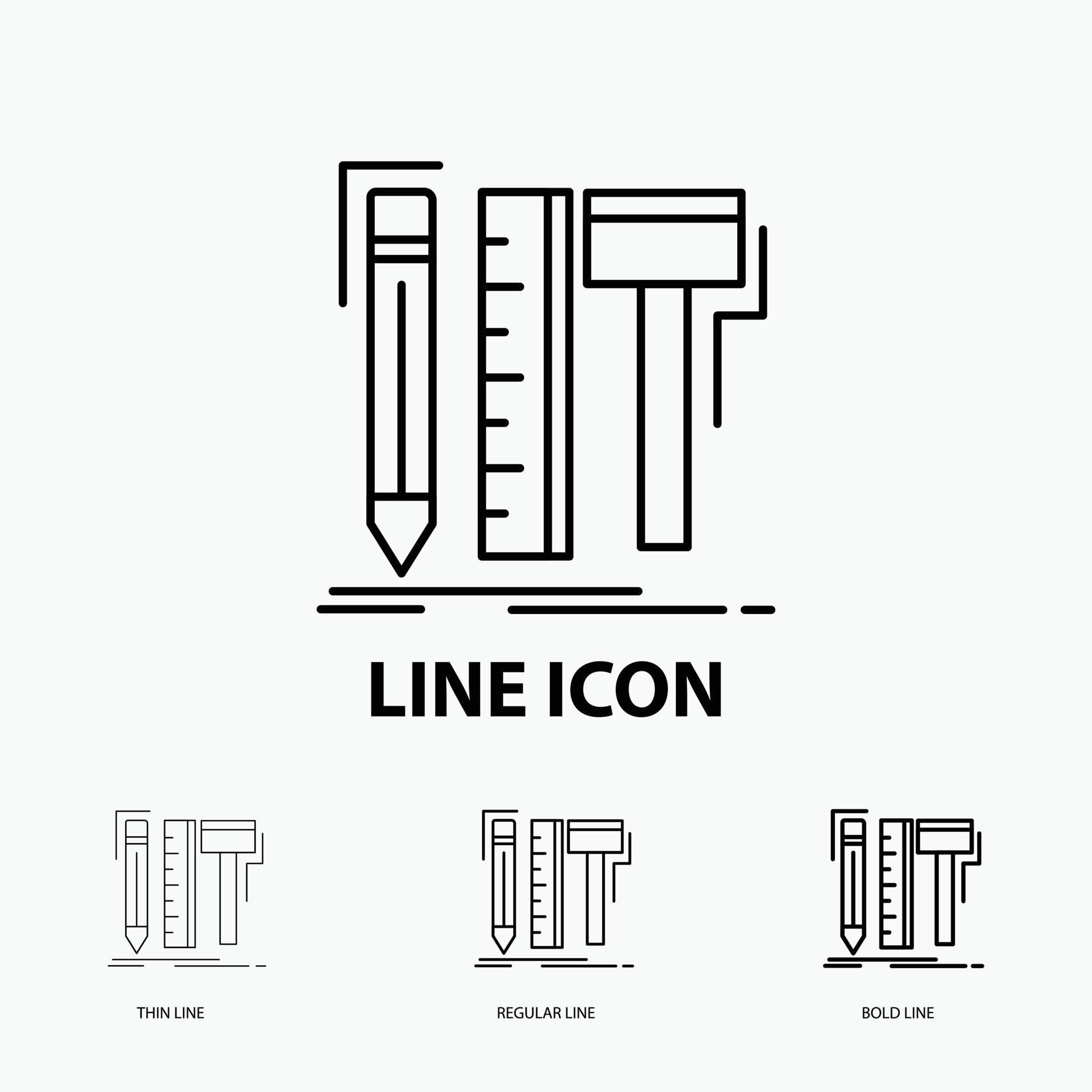 Design. designer. digital. tools. pencil Icon in Thin. Regular and Bold Line Style. Vector ...