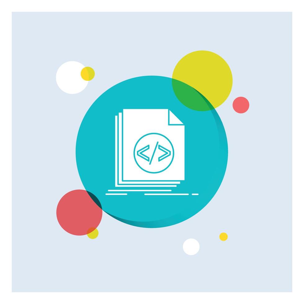 Code Coding File Programming Script White Glyph Icon Colorful Circle Background 12931169