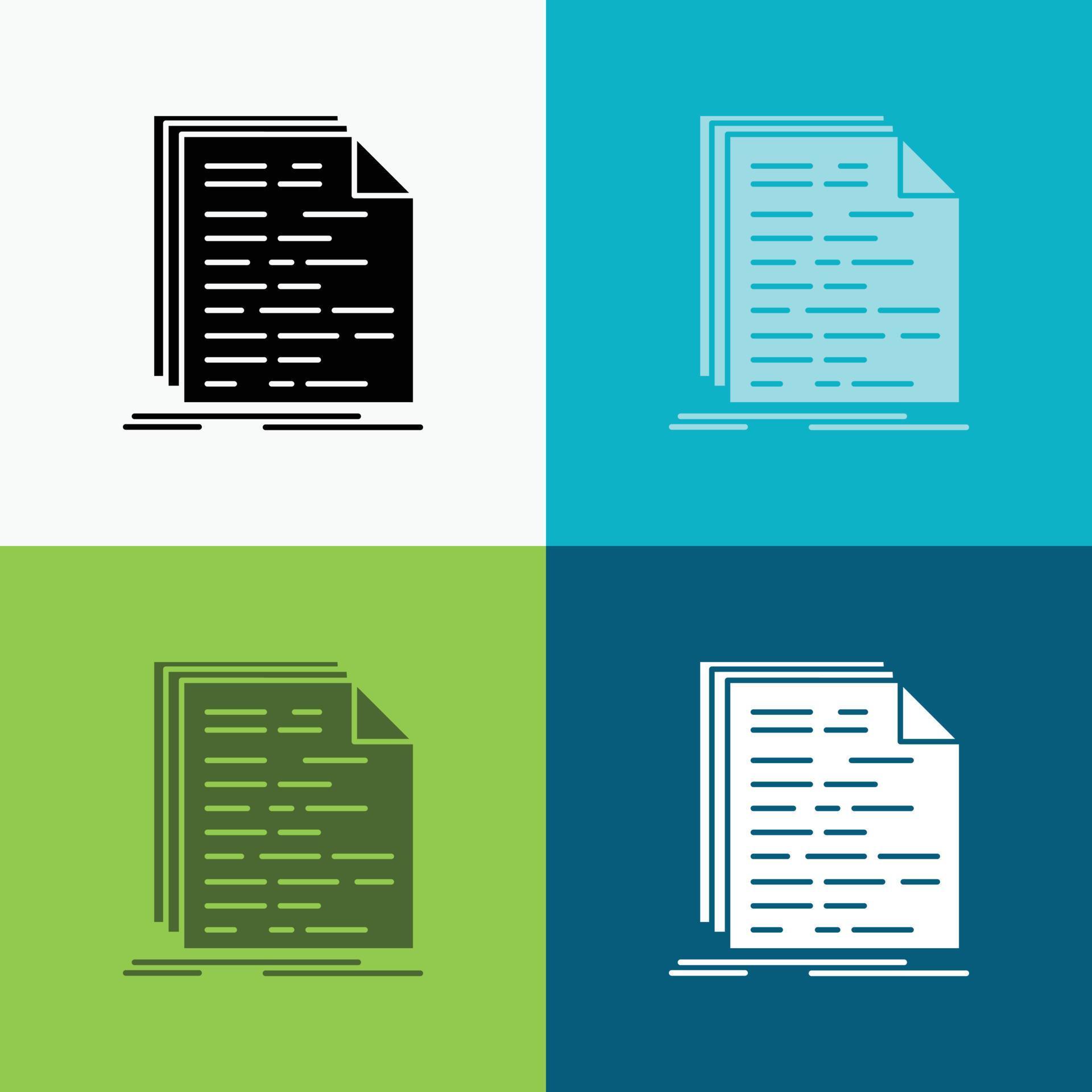 Code Coding Doc Programming Script Icon Over Various Background Glyph Style Design