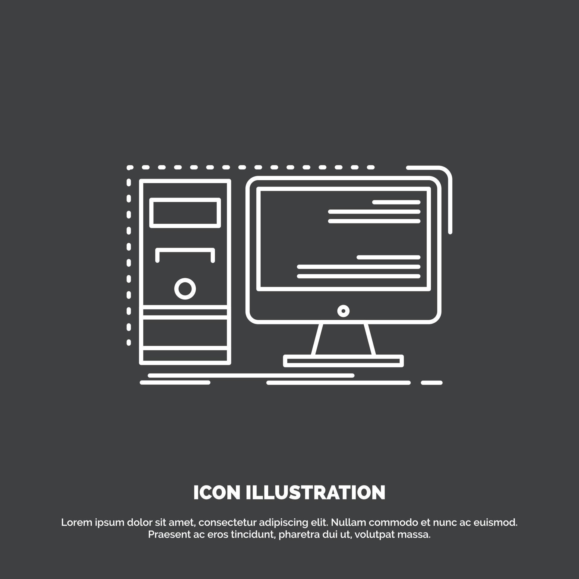 Computer Desktop Hardware Workstation System Icon Line Vector