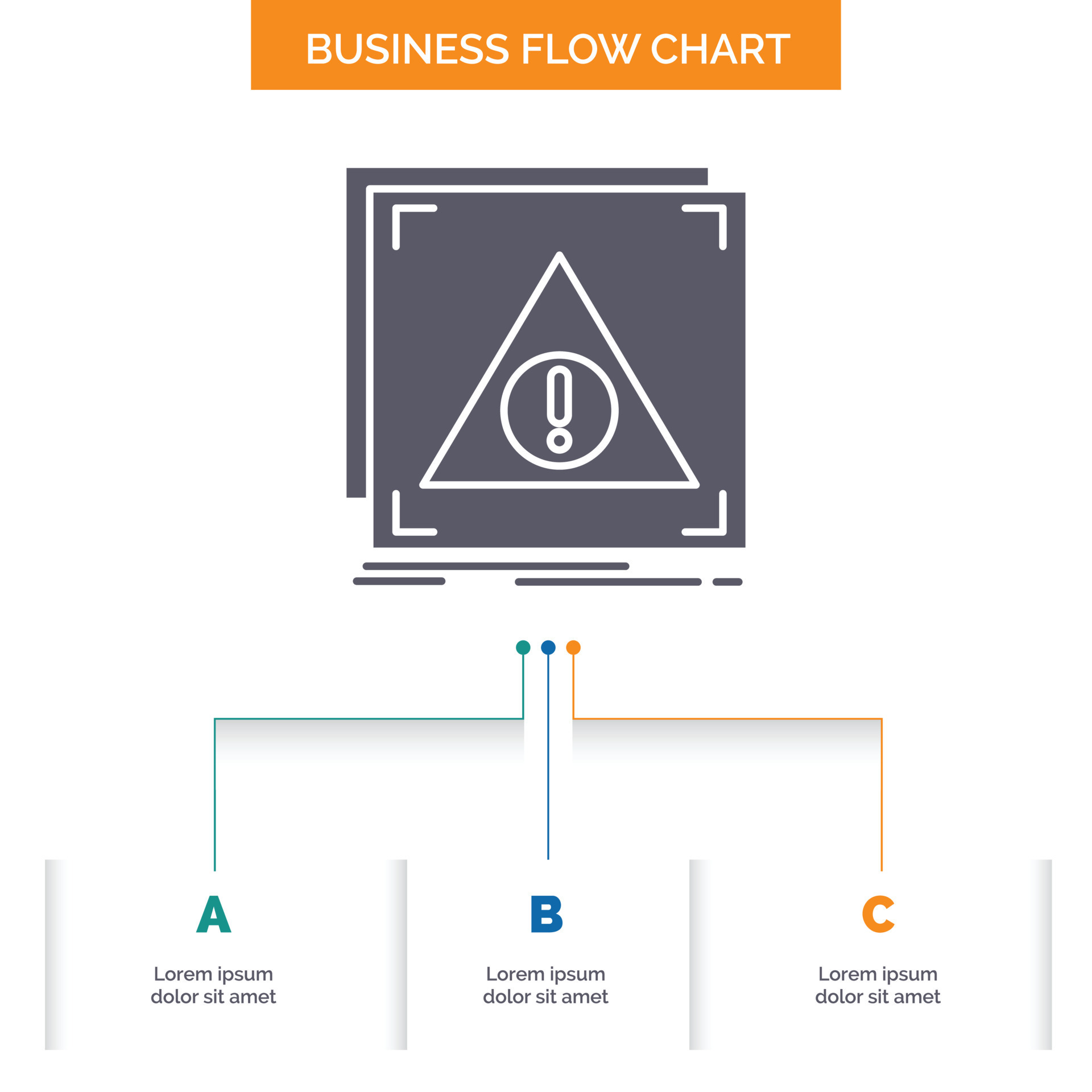 Error Application Denied Server Alert Business Flow Chart Design With 3 Steps Glyph Icon