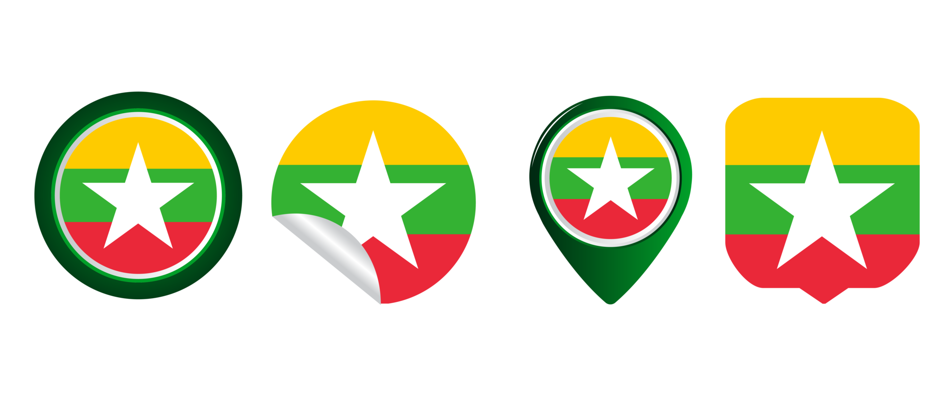 ilustración de símbolo de icono plano de bandera de myanmar 12932632 PNG