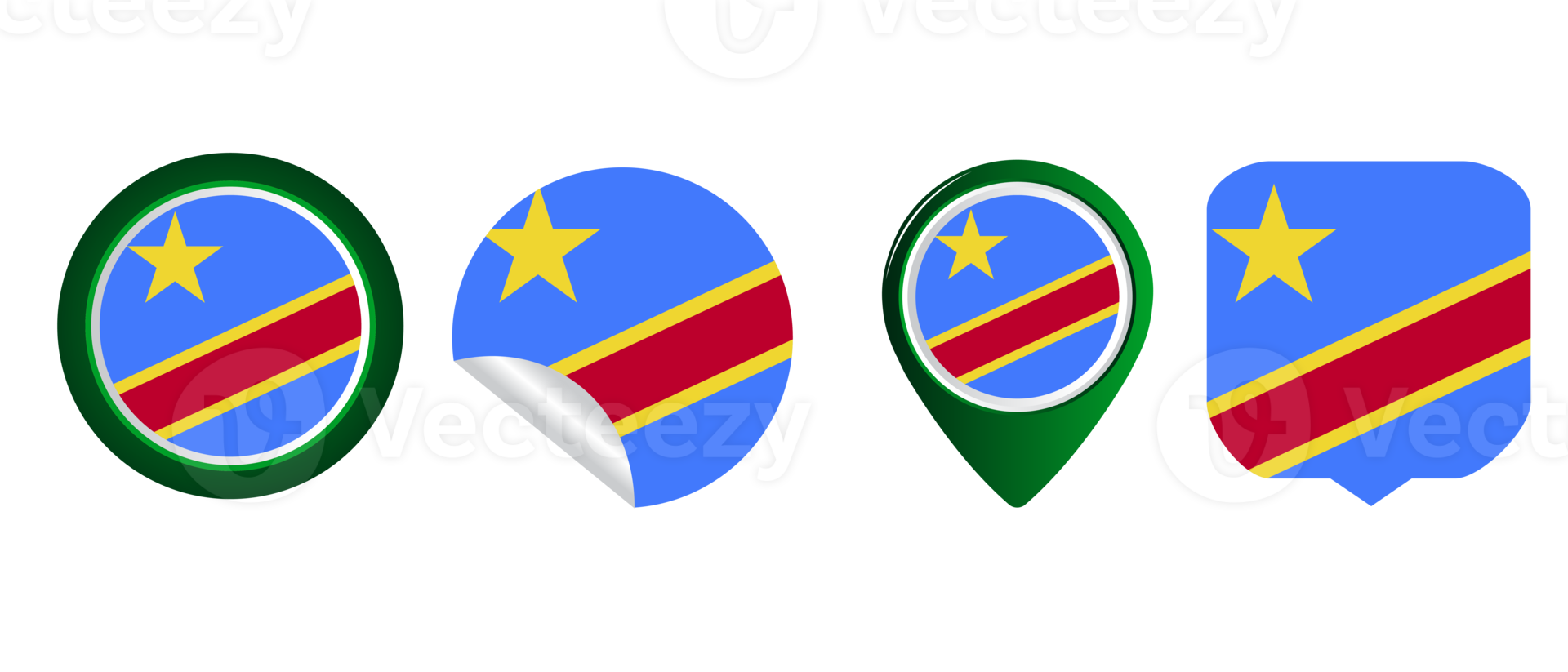 Democratic Republic Of The Congo Flag Flat Icon Symbol Illustration