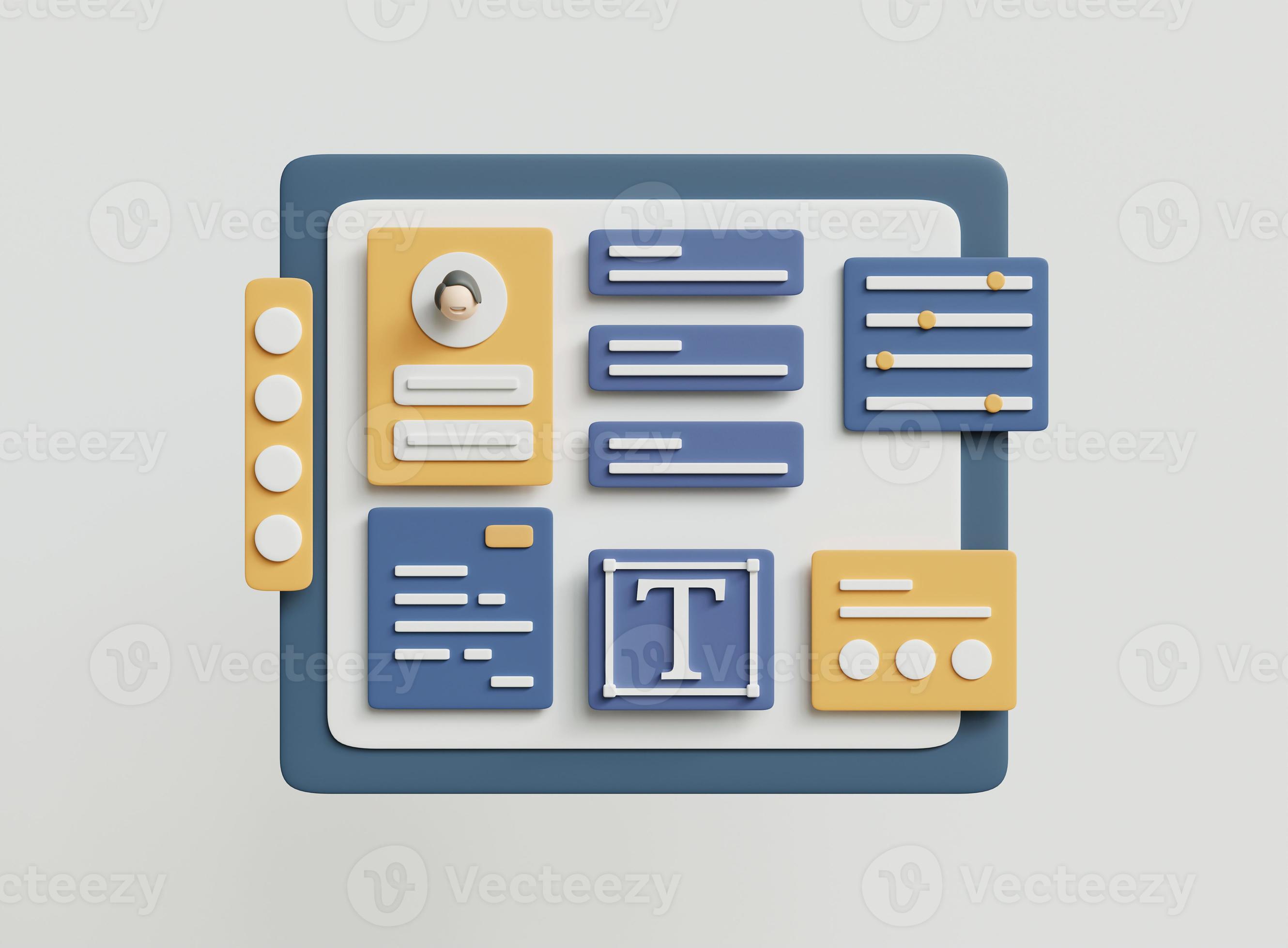 Web UI UX Design concept. 3D Web development and interface design. SEO ...