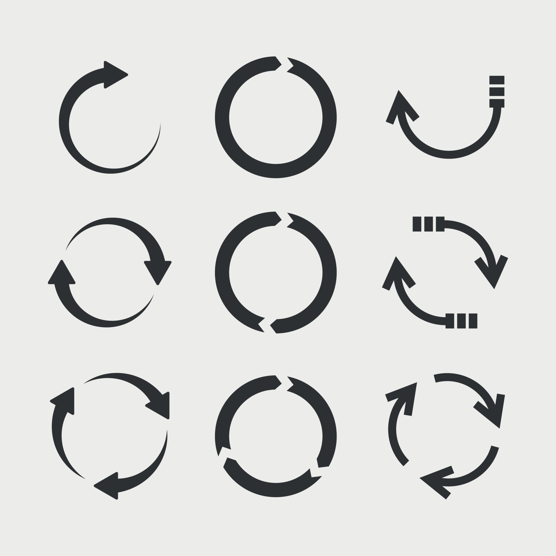 Circle arrow icon silhouette set. Loading, recycle or repeat sign ... Circle arrow icon silhouette set. Loading, recycle or repeat sign ...