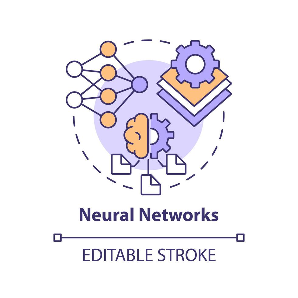 Neural networks concept icon. Artificial neurons. Machine learning engineer skill abstract idea ...