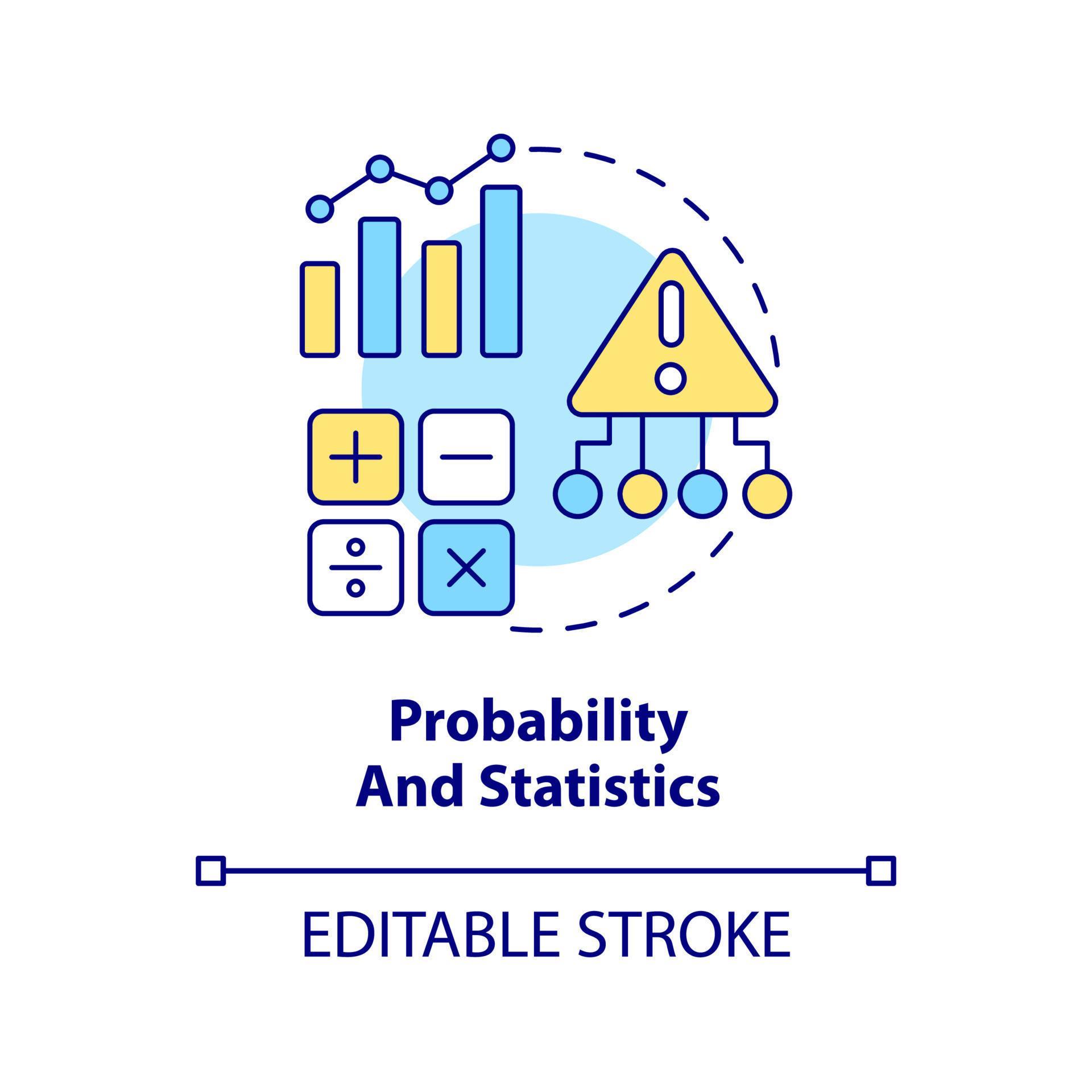 Probability and statistics concept icon. Analysis and prediction. Data analyst skill abstract ...