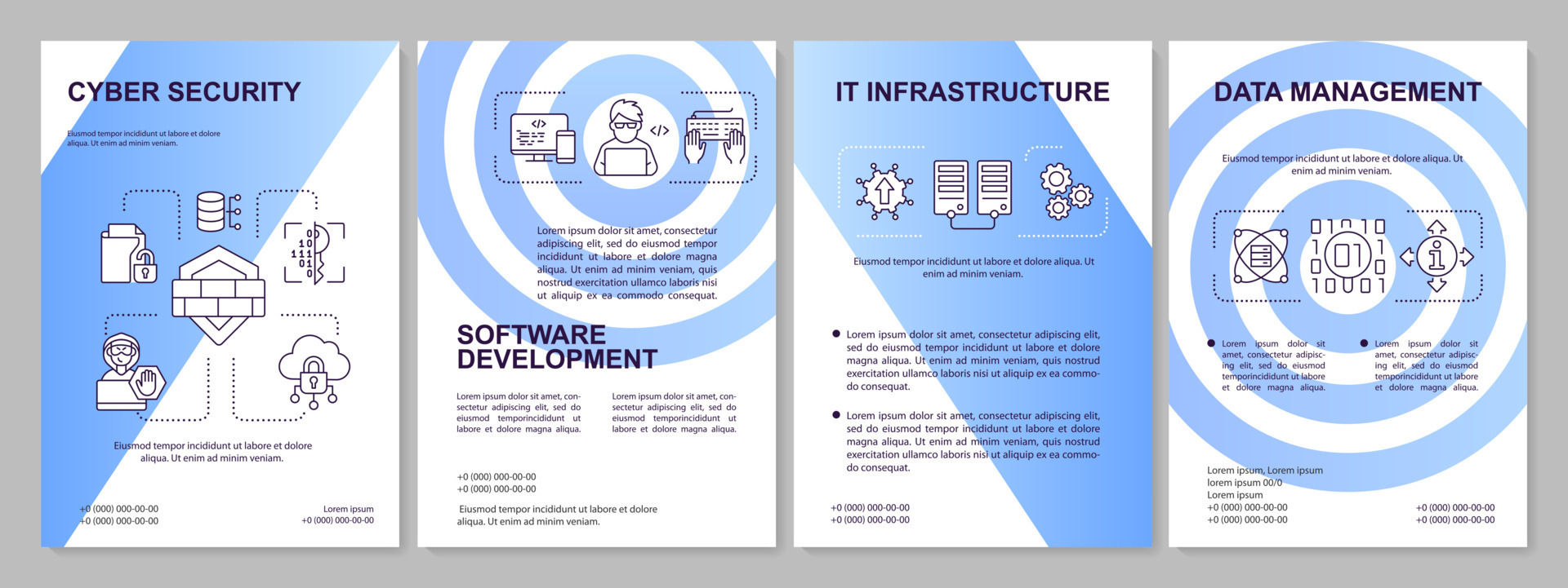 Popular It Branches Blue Gradient Brochure Template Computer Science Leaflet Design With