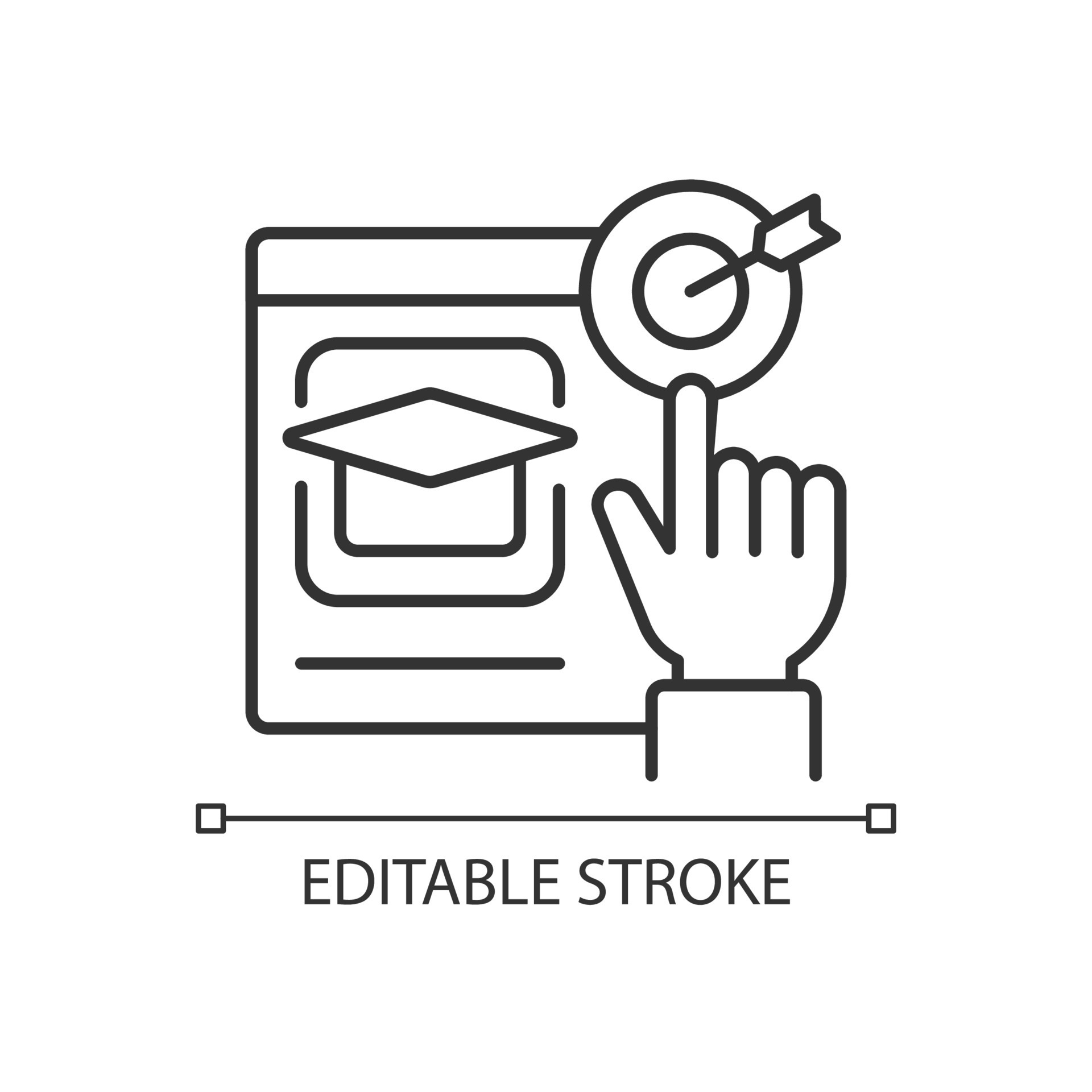 Achieving educational goals with elearning linear icon. Virtual ... Achieving educational goals with elearning linear icon. Virtual ...