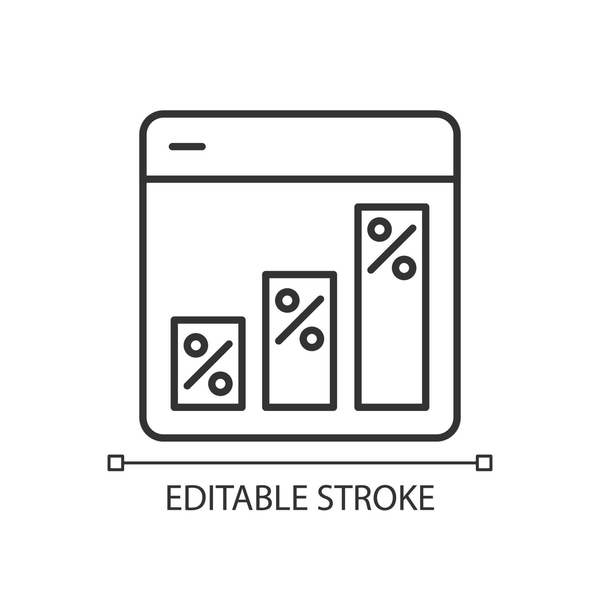 Graph in data analytics linear icon. Analytics and statistics. Kind of website. Network analysis ...