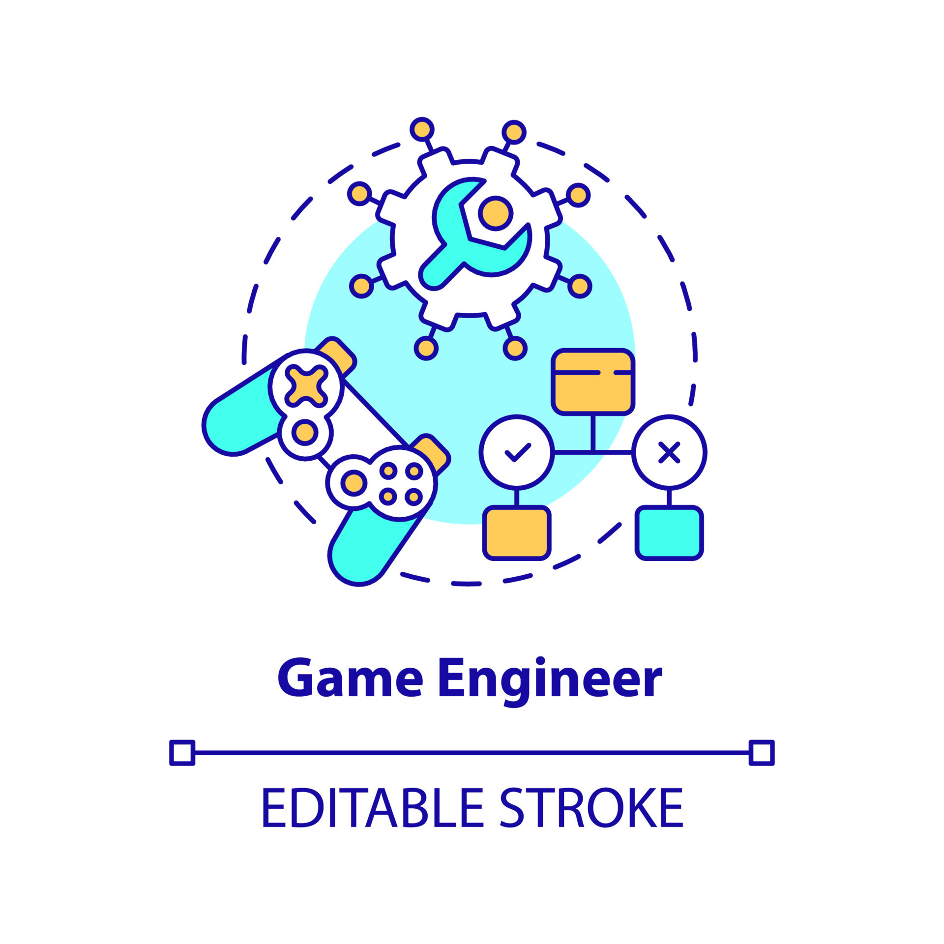 Game engineer concept icon. Entertainment field. Software developer ...