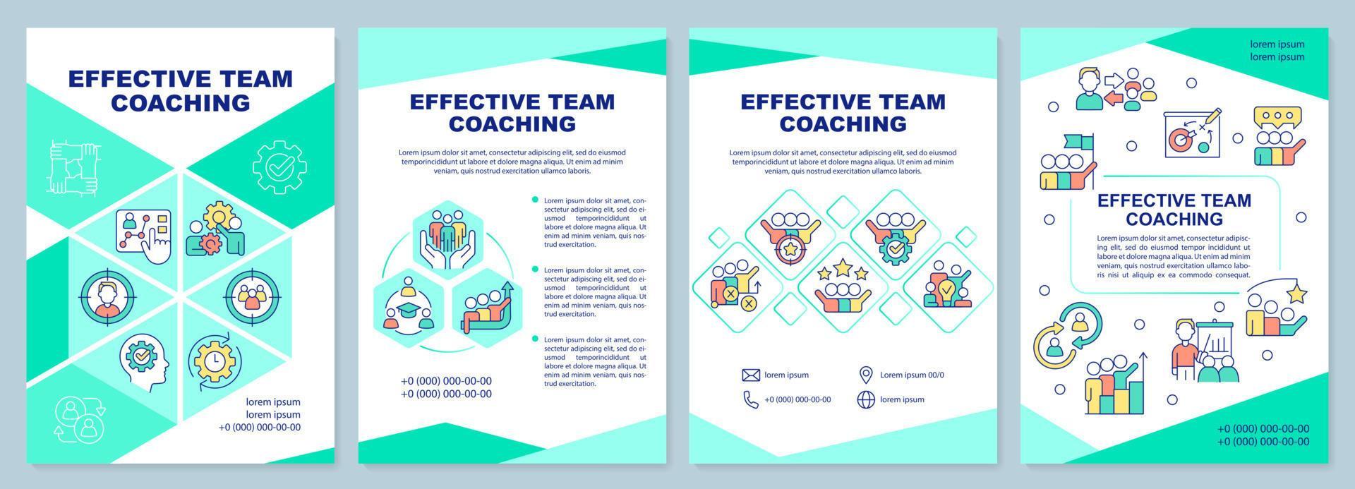 Effective team coaching mint brochure template. Collaboration. Leaflet ...