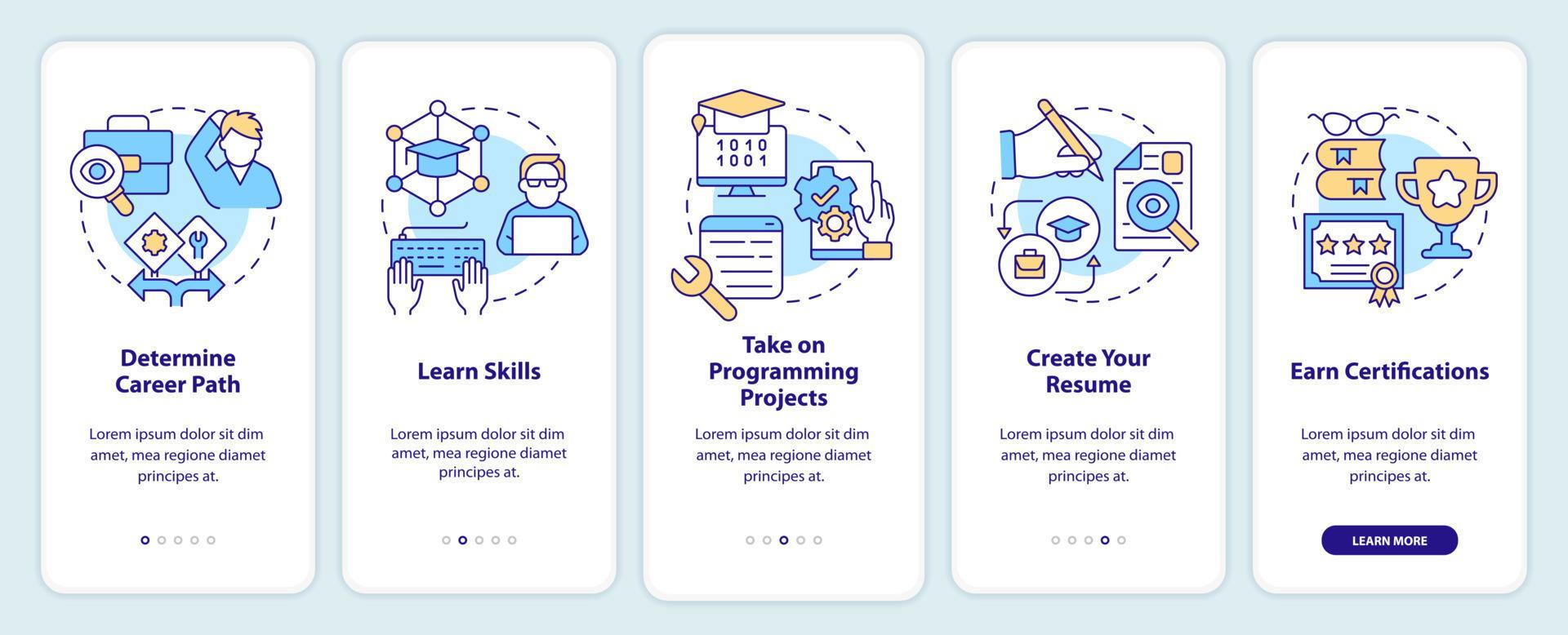 Steps to become software engineer onboarding mobile app screen ...