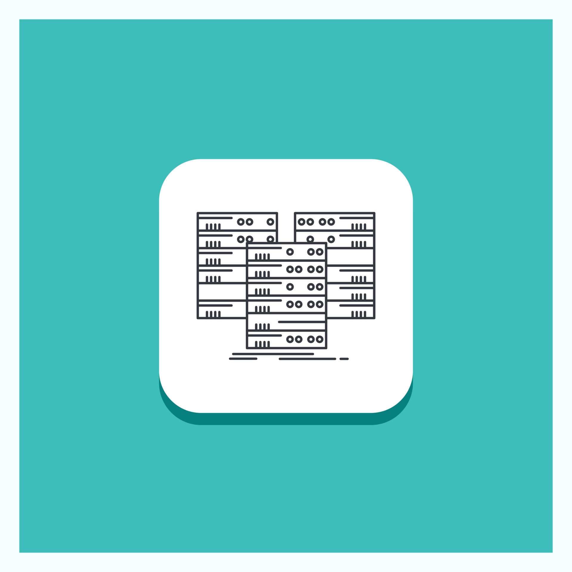 Round Button For Center Centre Data Database Server Line Icon