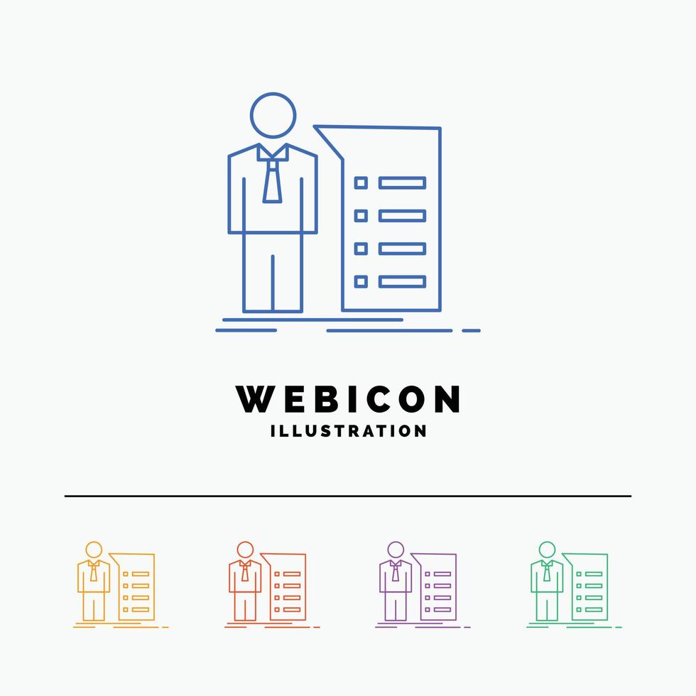 Business Explanation Graph Meeting Presentation 5 Color Line Web Icon Template Isolated On