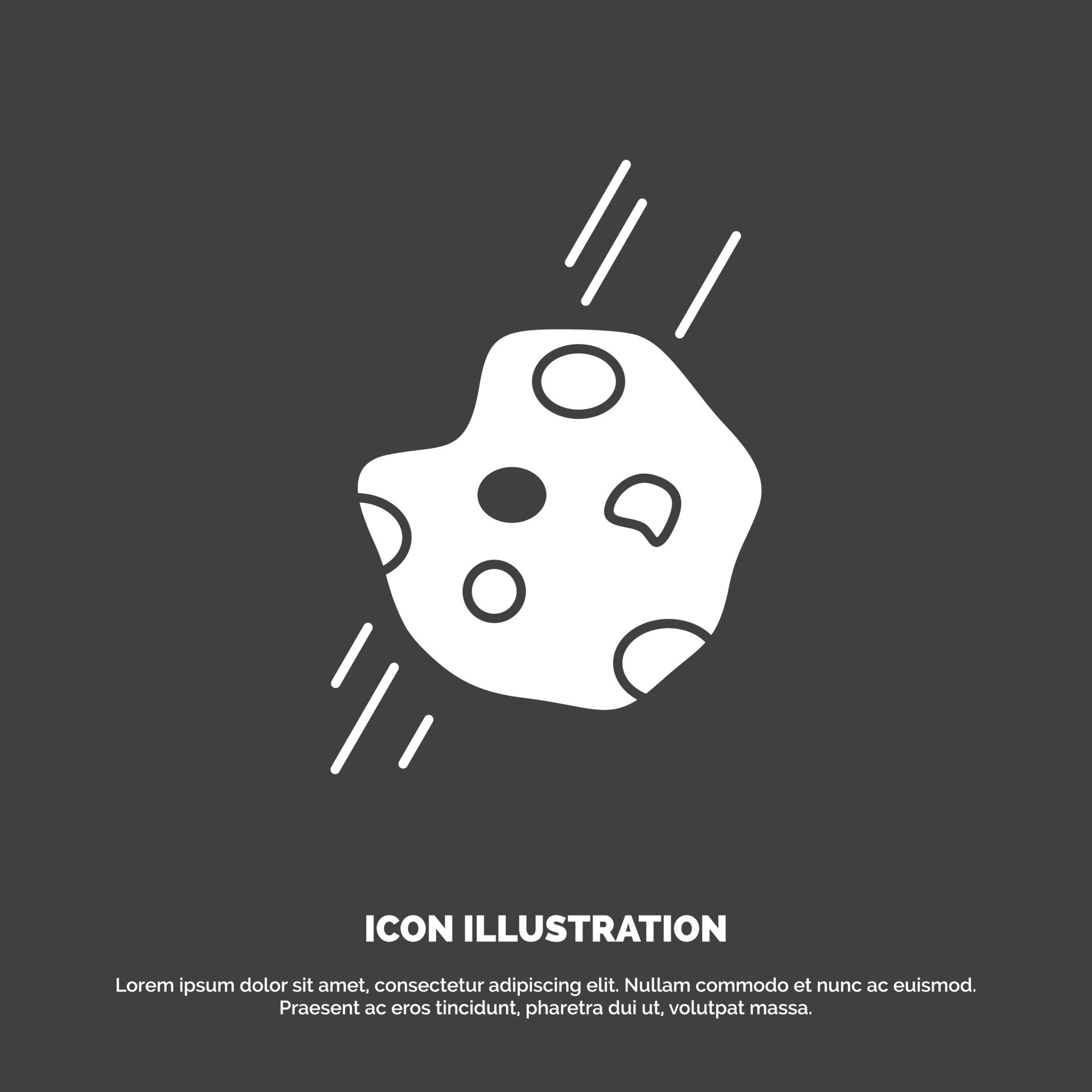 Asteroid Astronomy Meteor Space Comet Icon Glyph Vector Symbol For