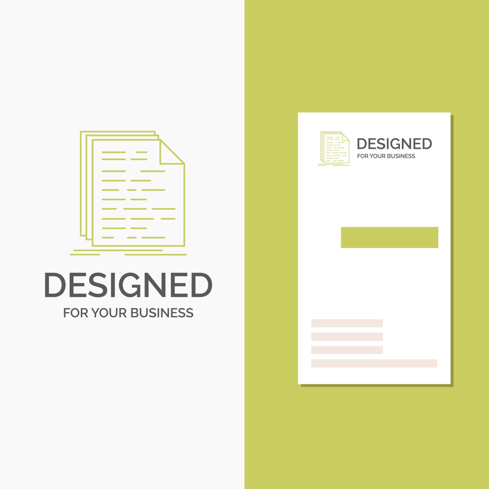 Business Logo For Code Coding Doc Programming Script Vertical Green Business Visiting Card