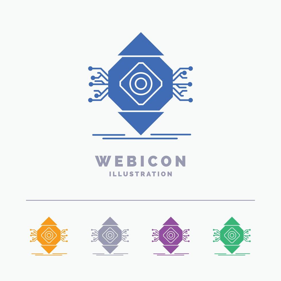 ubicomp. Computing. Ubiquitous. Computer. Concept 5 Color Glyph Web Icon Template isolated on ...