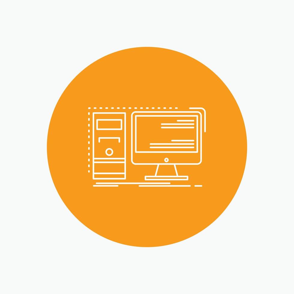 Computer Desktop Hardware Workstation System White Line Icon In