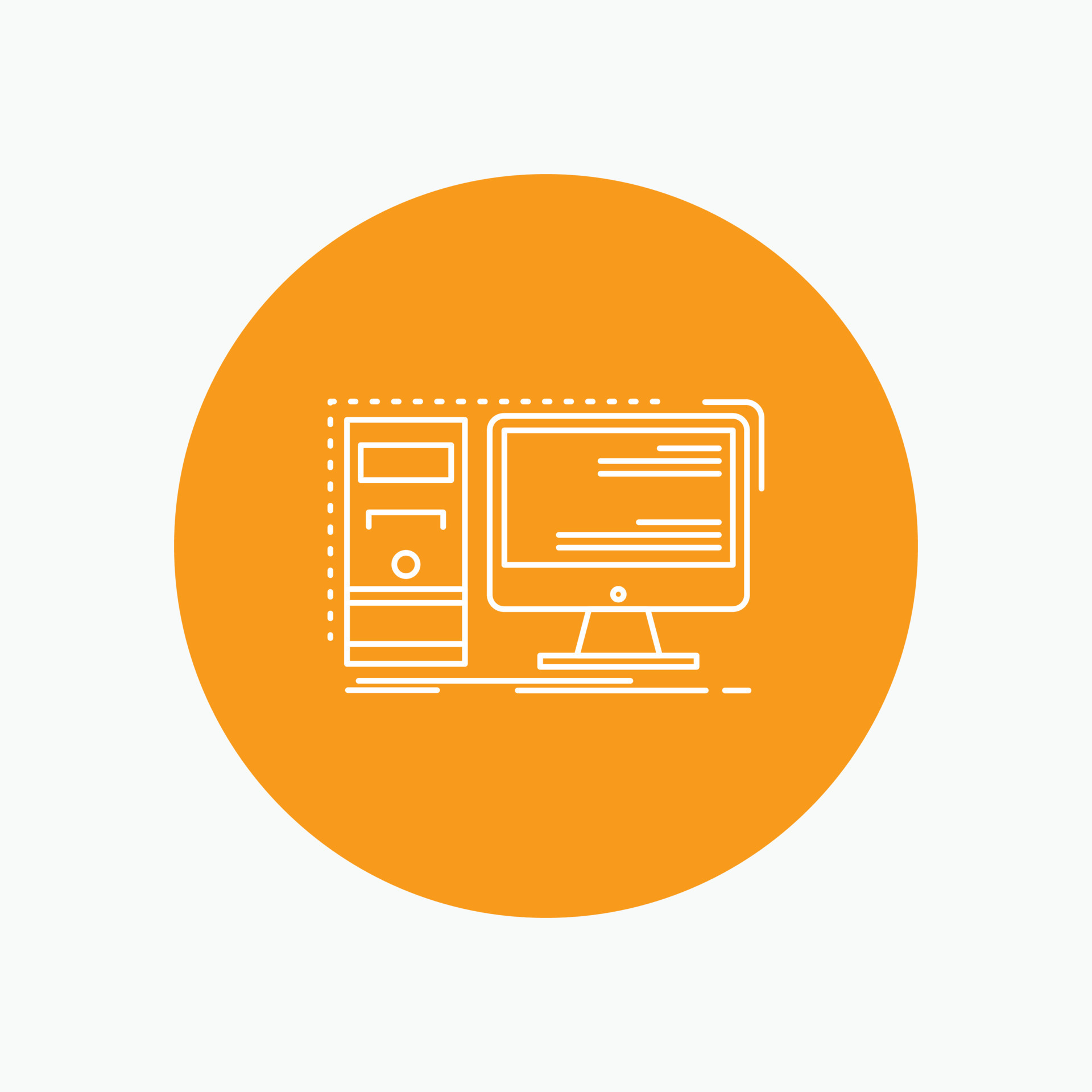 Computer Desktop Hardware Workstation System White Line Icon In