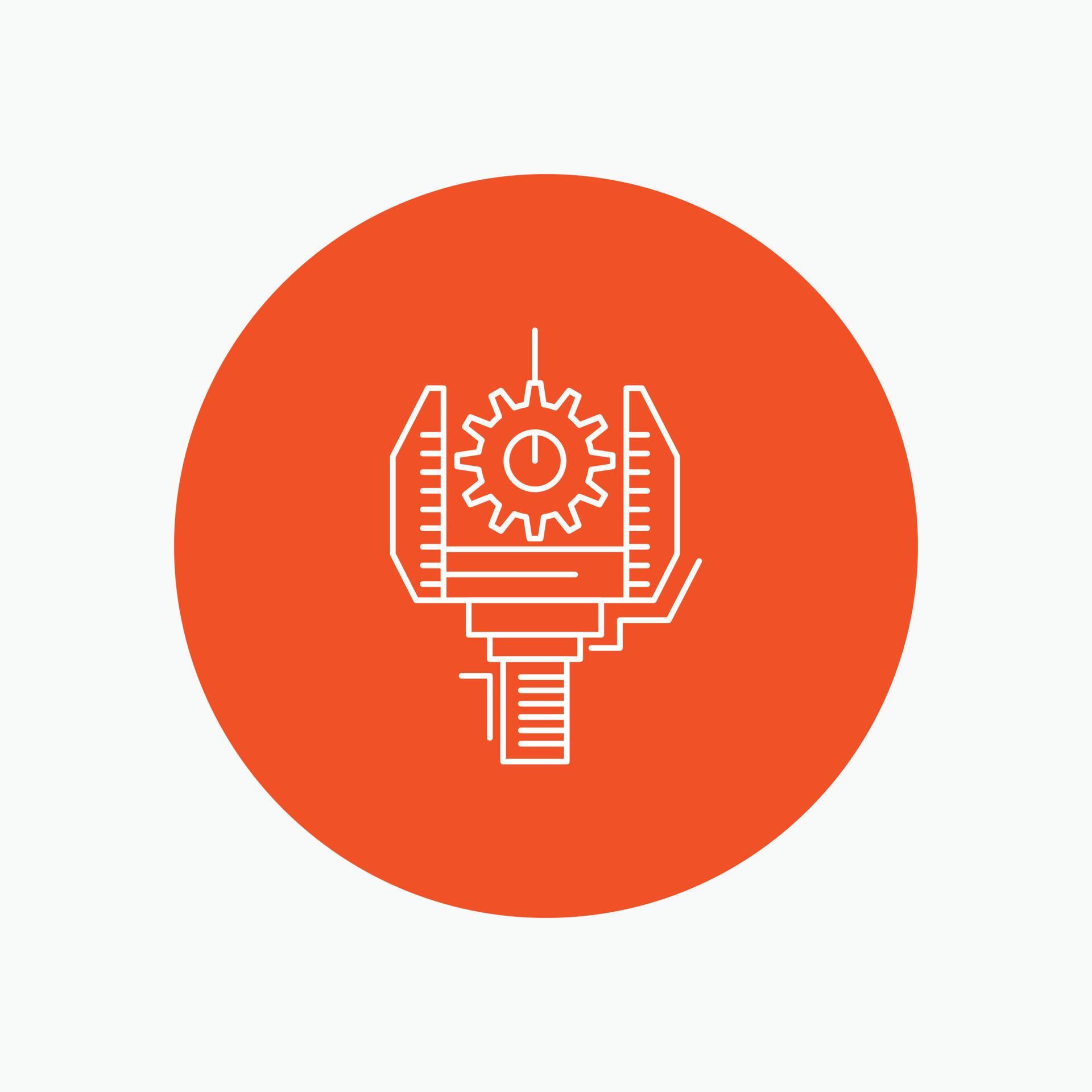 Automation Industry Machine Production Robotics White Line Icon In Circle Background Vector