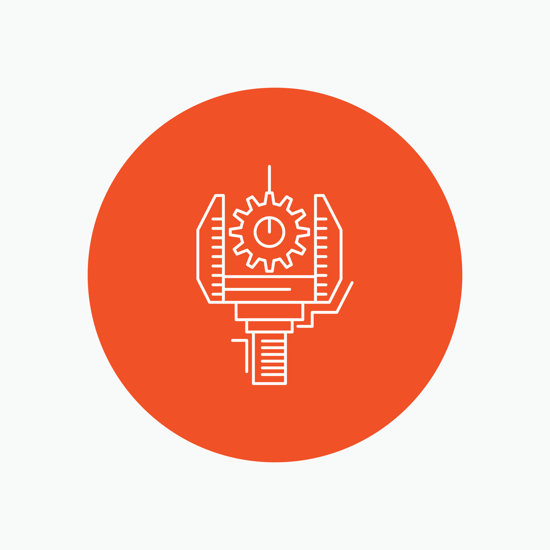 Automation Industry Machine Production Robotics White Line Icon In Circle Background Vector