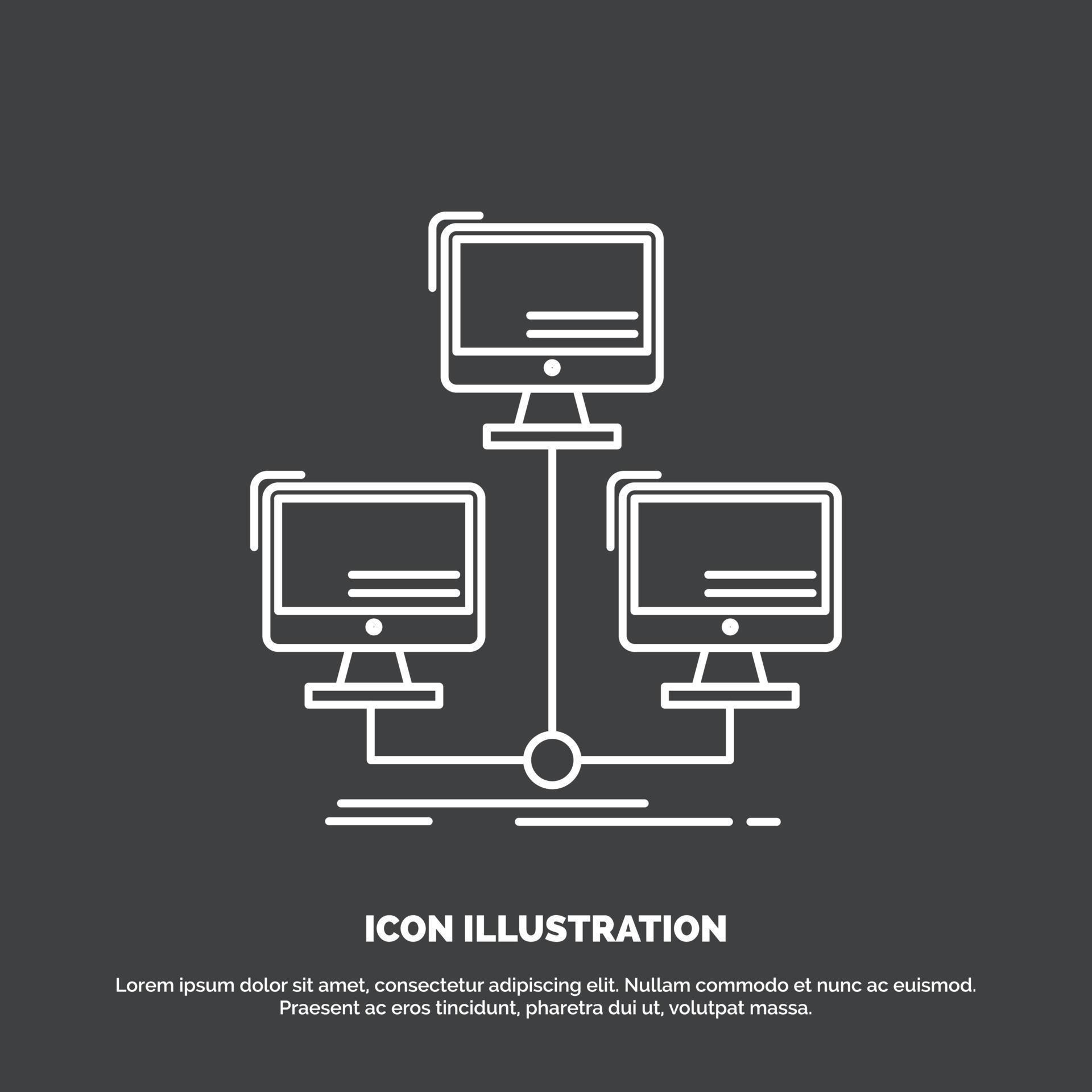 database. distributed. connection. network. computer Icon. Line vector symbol for UI and UX ...