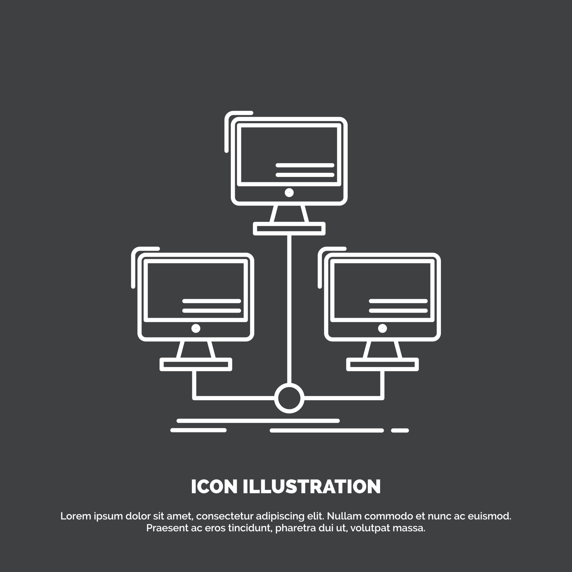 Database Distributed Connection Network Computer Icon Line Vector