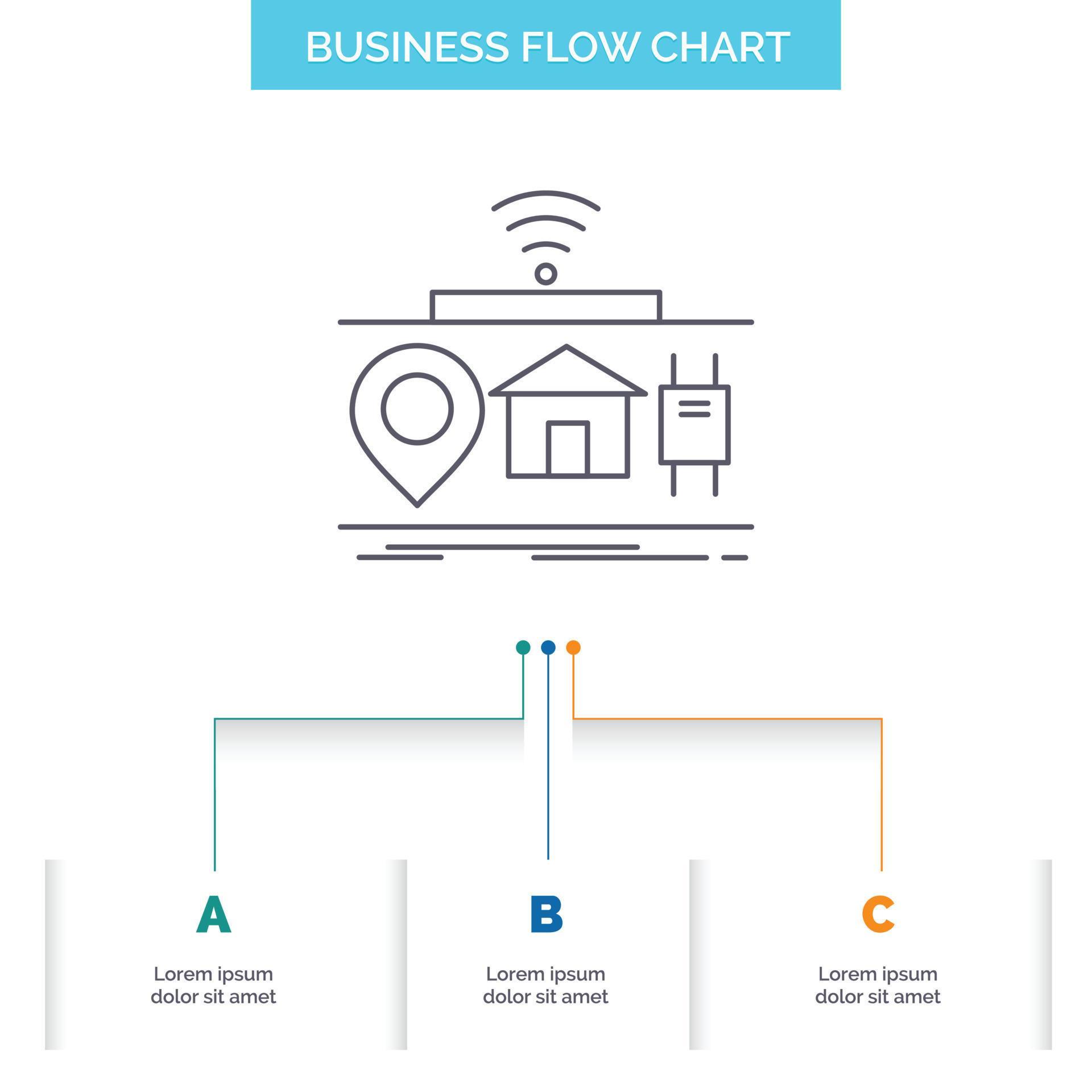 IOT. gadgets. internet. of. things Business Flow Chart Design with 3 ...