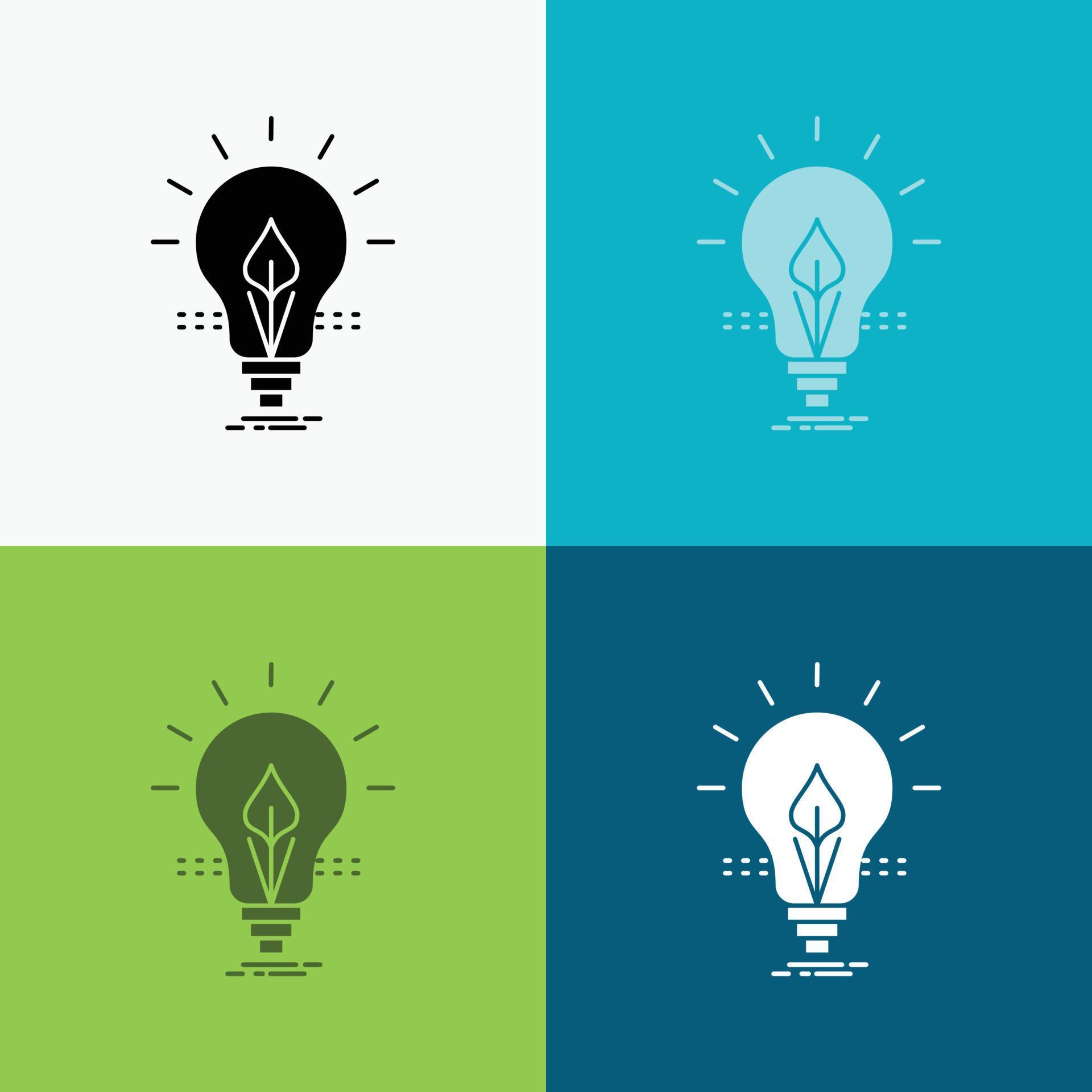 bulb. idea. electricity. energy. light Icon Over Various Background. glyph style design ...