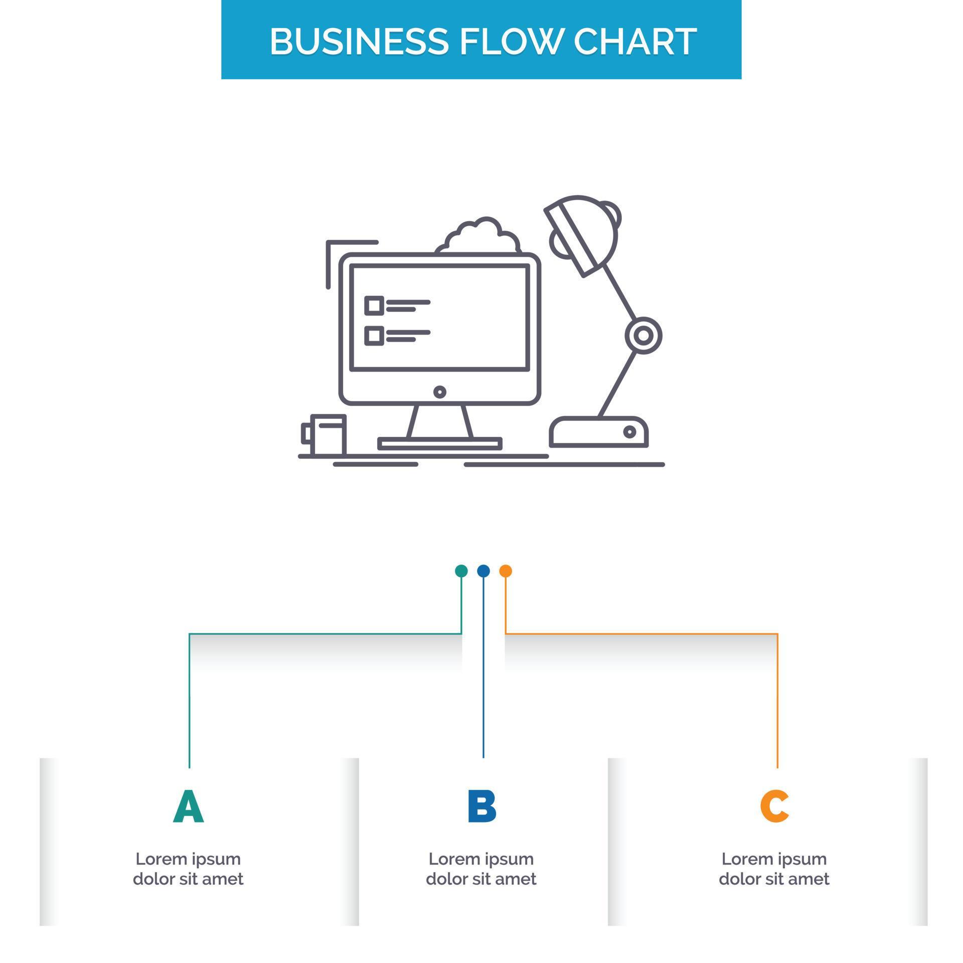 workplace. workstation. office. lamp. computer Business Flow Chart ...