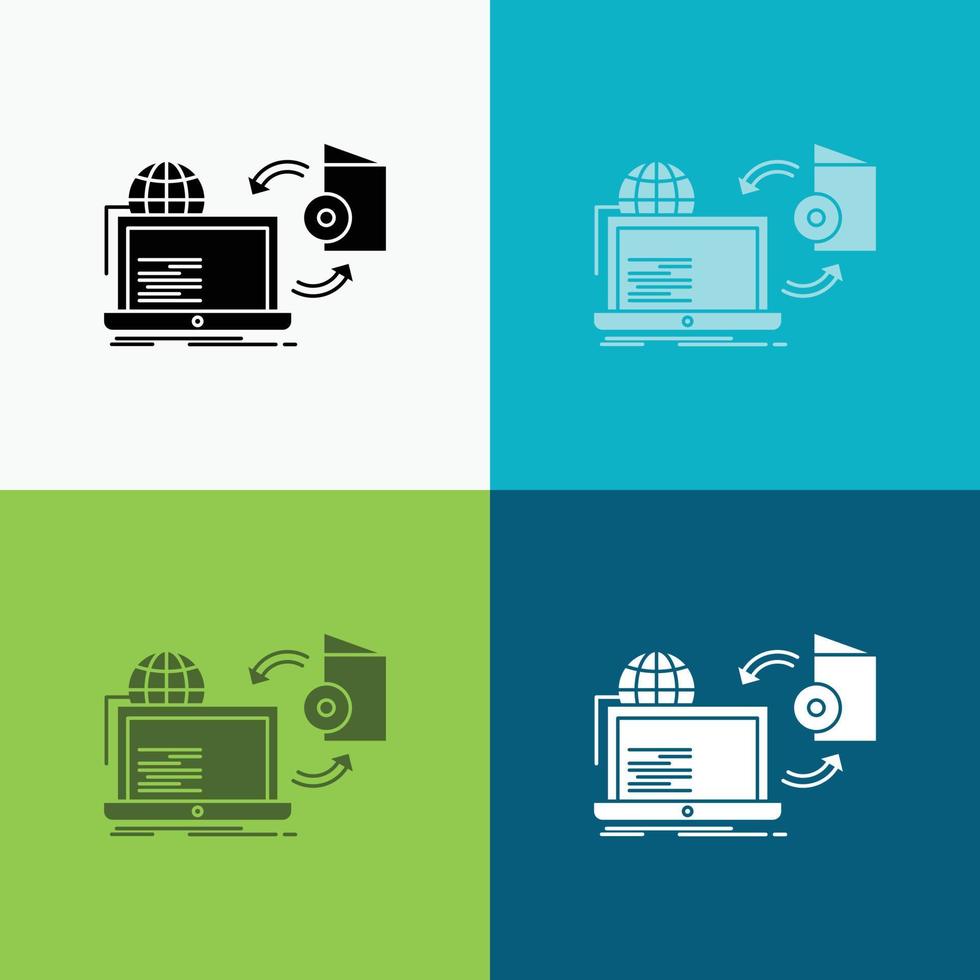Disc. online. game. publish. publishing Icon Over Various Background. glyph style design ...