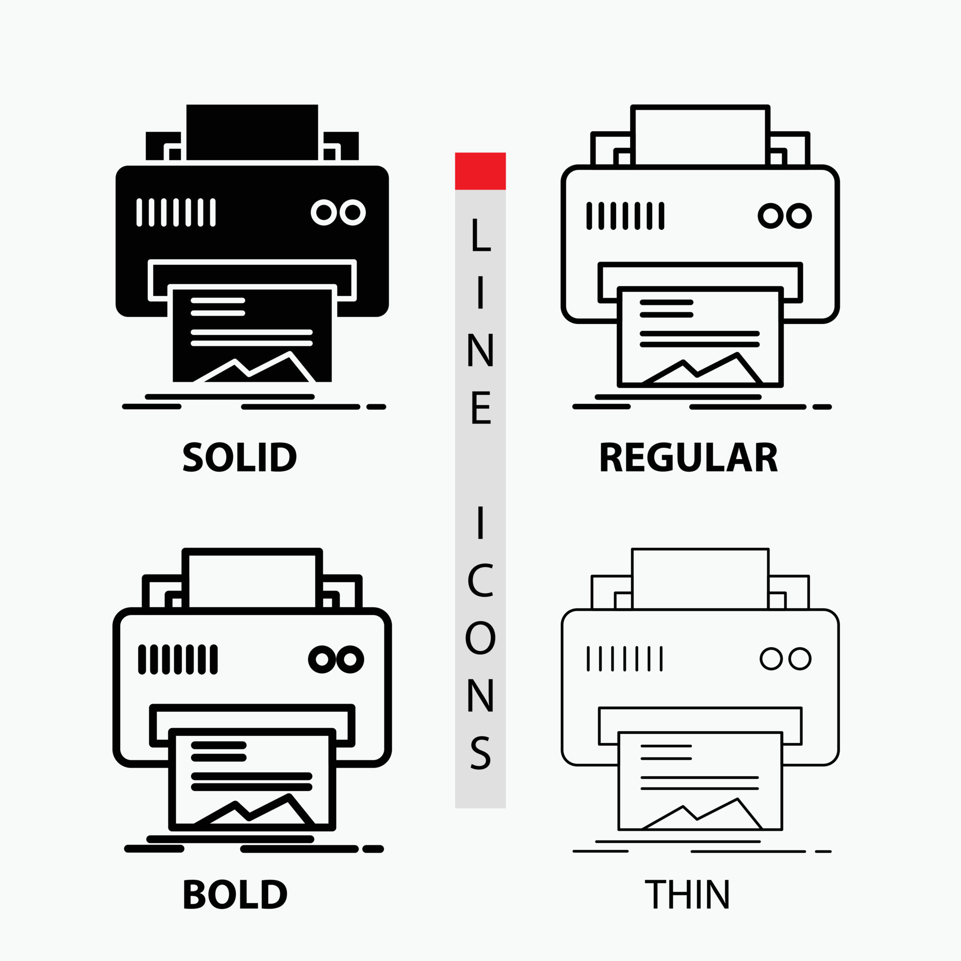 Digital Printer Printing Hardware Paper Icon In Thin Regular Bold digital-printer-printing-hardware-paper-icon-in-thin-regular-bold