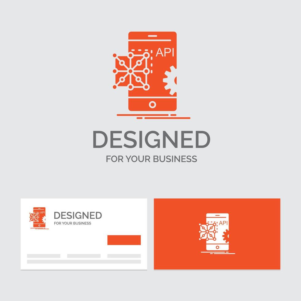 Business Logo Template For Api Application Coding Development Mobile Orange Visiting Cards