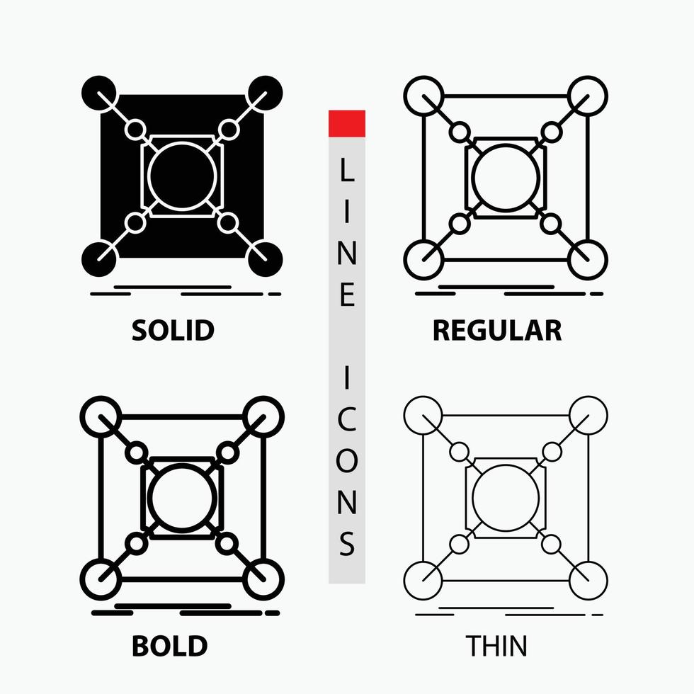 Base. center. connection. data. hub Icon in Thin. Regular. Bold Line and Glyph Style. Vector ...