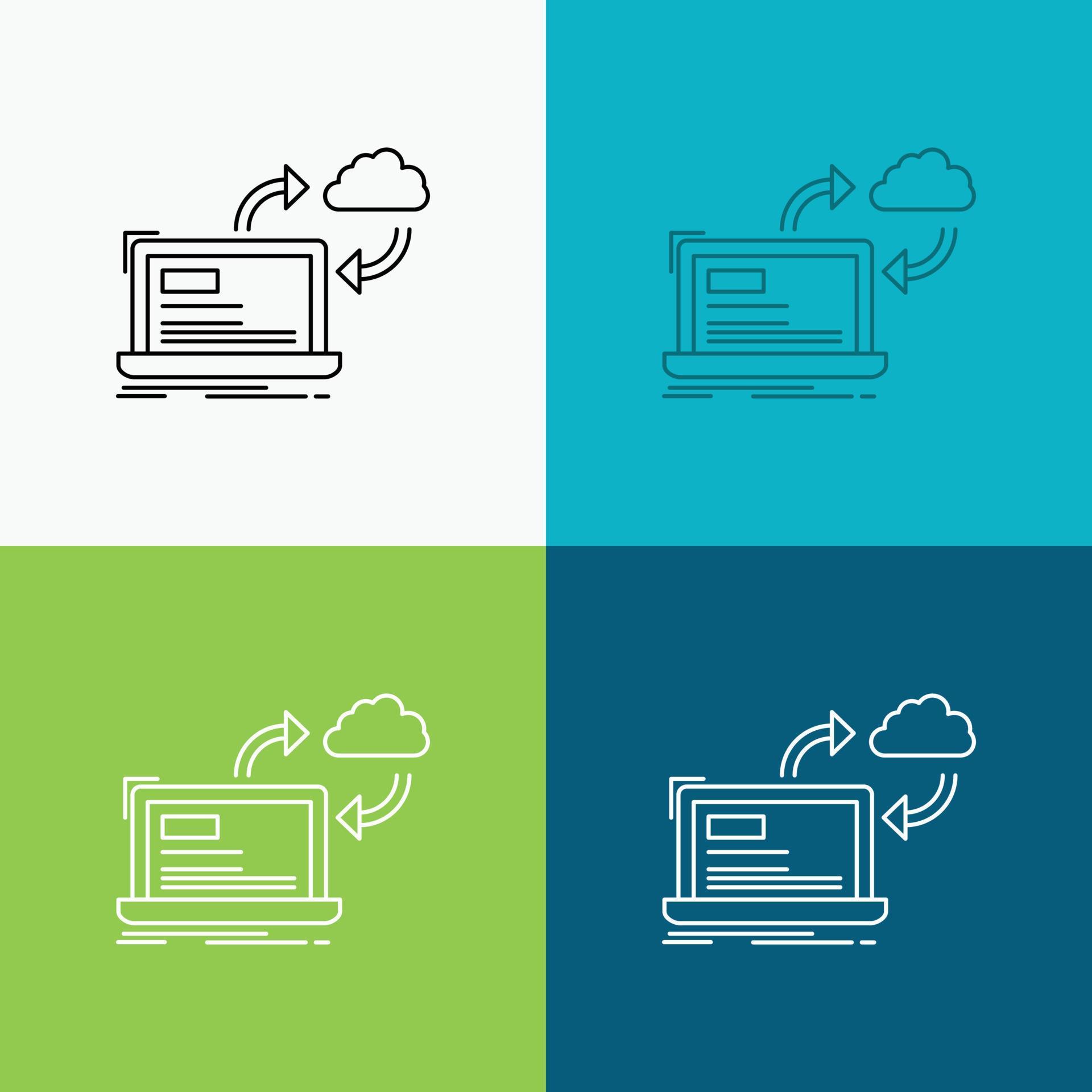 Sync Processing Data Dashboard Arrows Icon Over Various Background