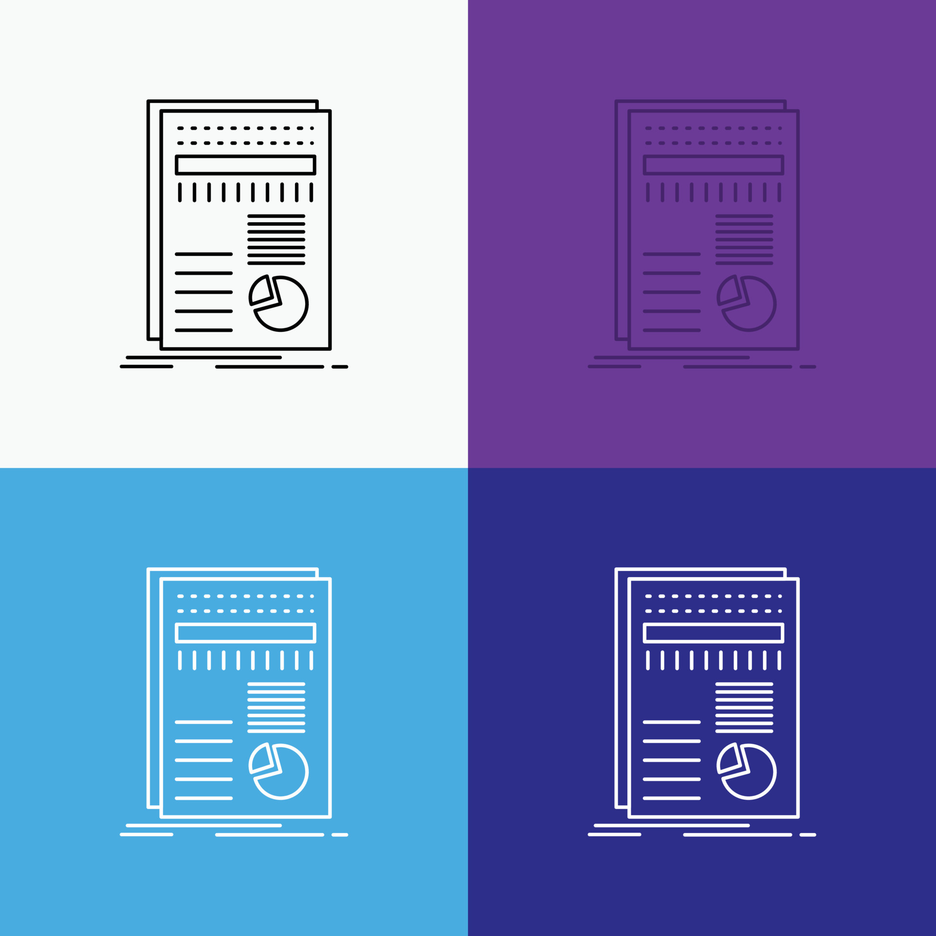 Business Data Finance Report Statistics Icon Over Various Background Line Style Design