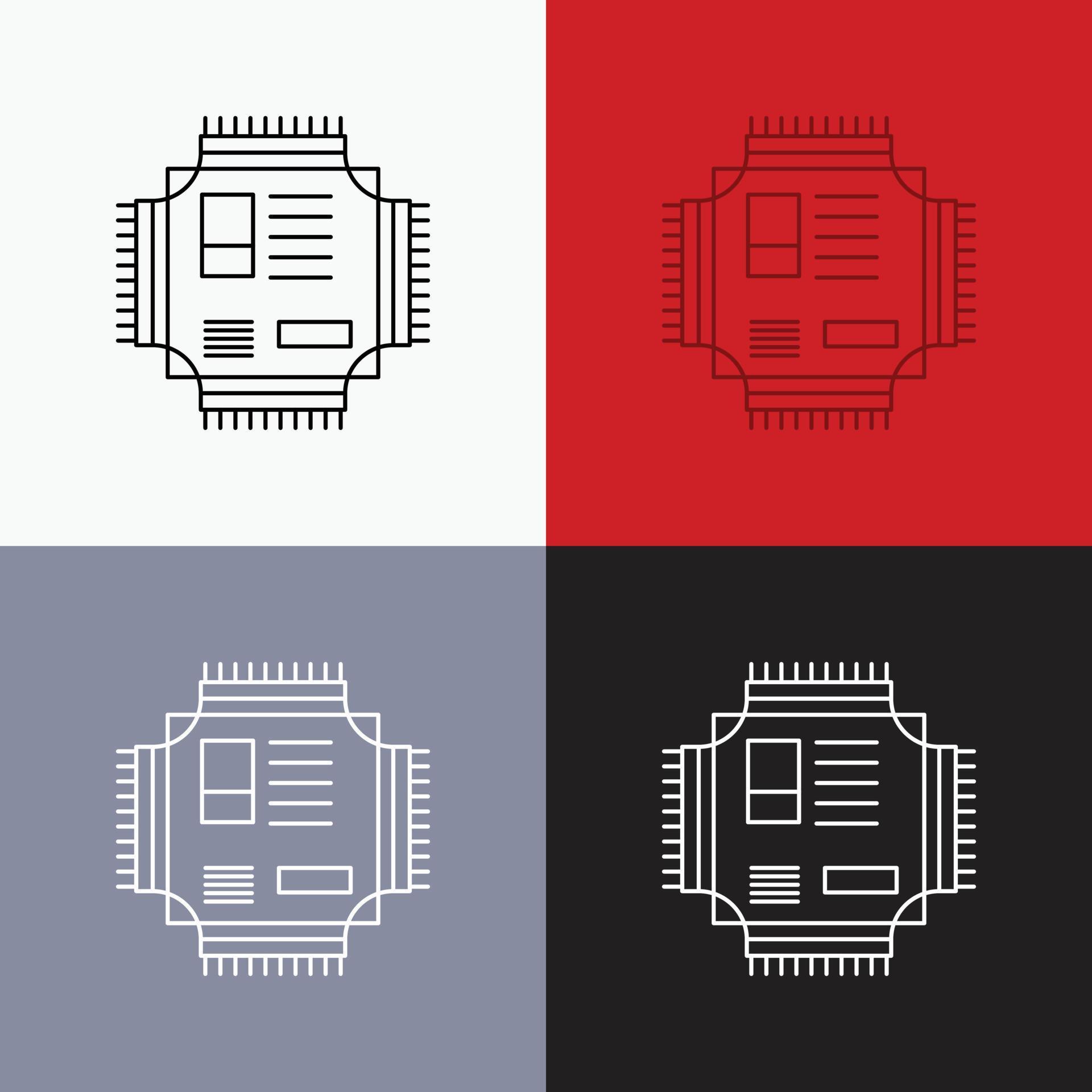 Chip Cpu Microchip Processor Technology Icon Over Various