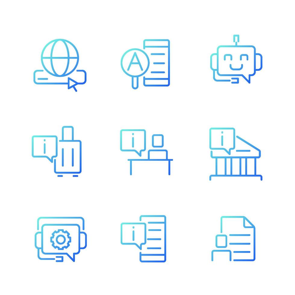 Technical Support Pixel Perfect Gradient Linear Vector Icons Set
