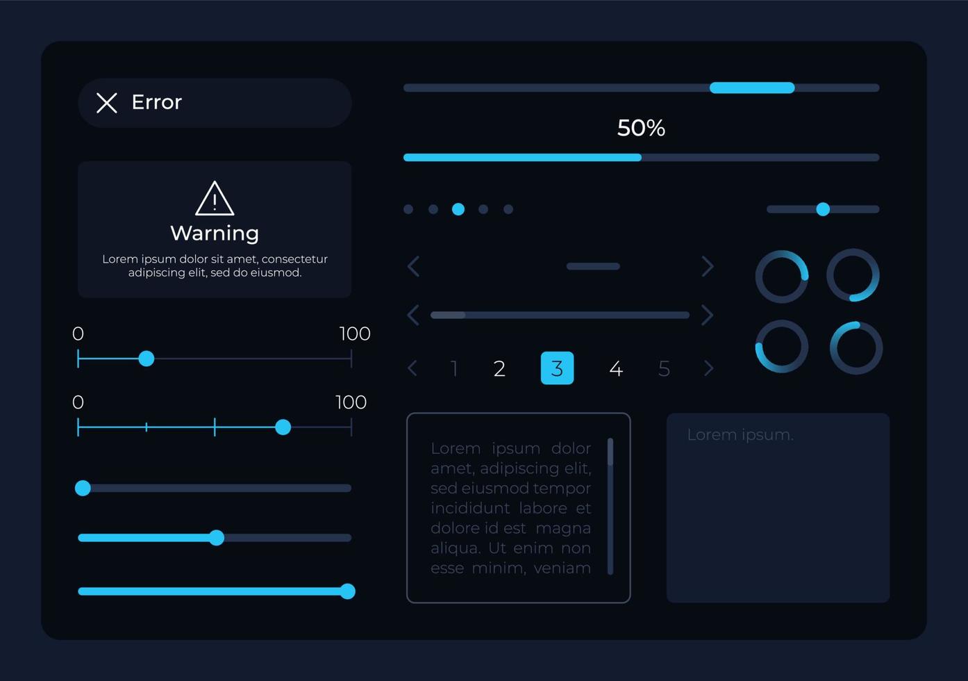 Control Ui Elements Kit Loading Process Editable Isolated Vector Components Navigation Web