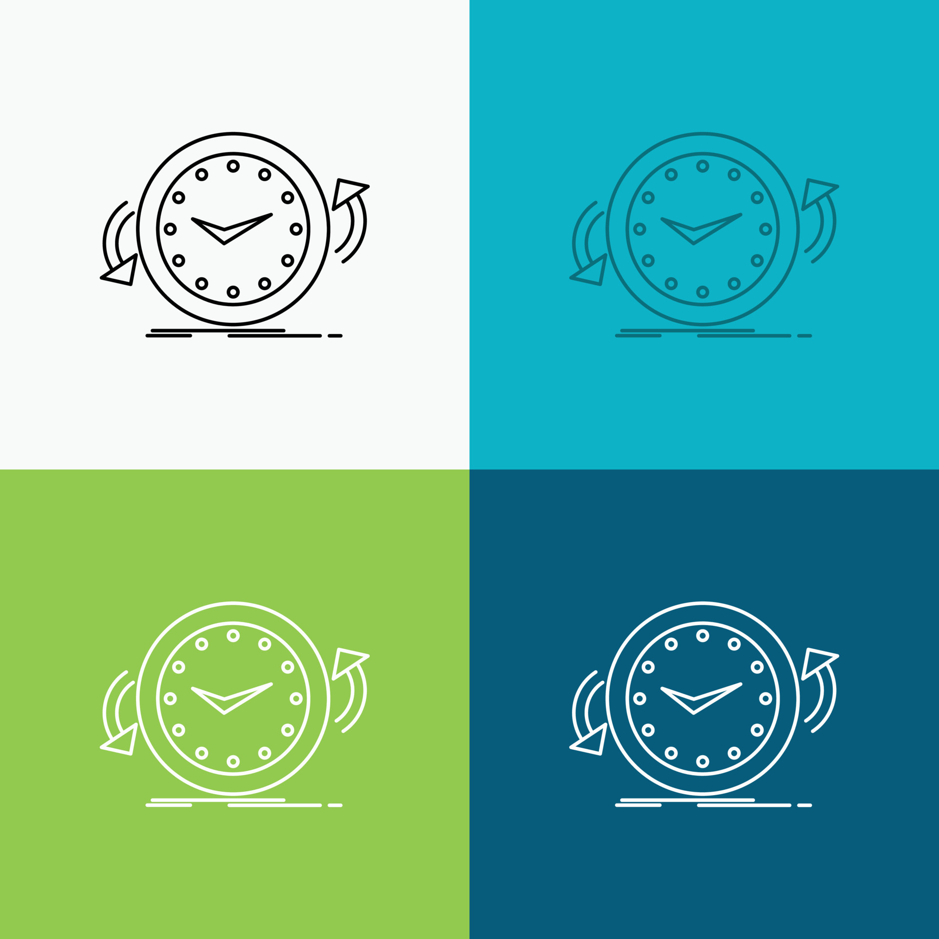 Backup. clock. clockwise. counter. time Icon Over Various Background. Line style design ...