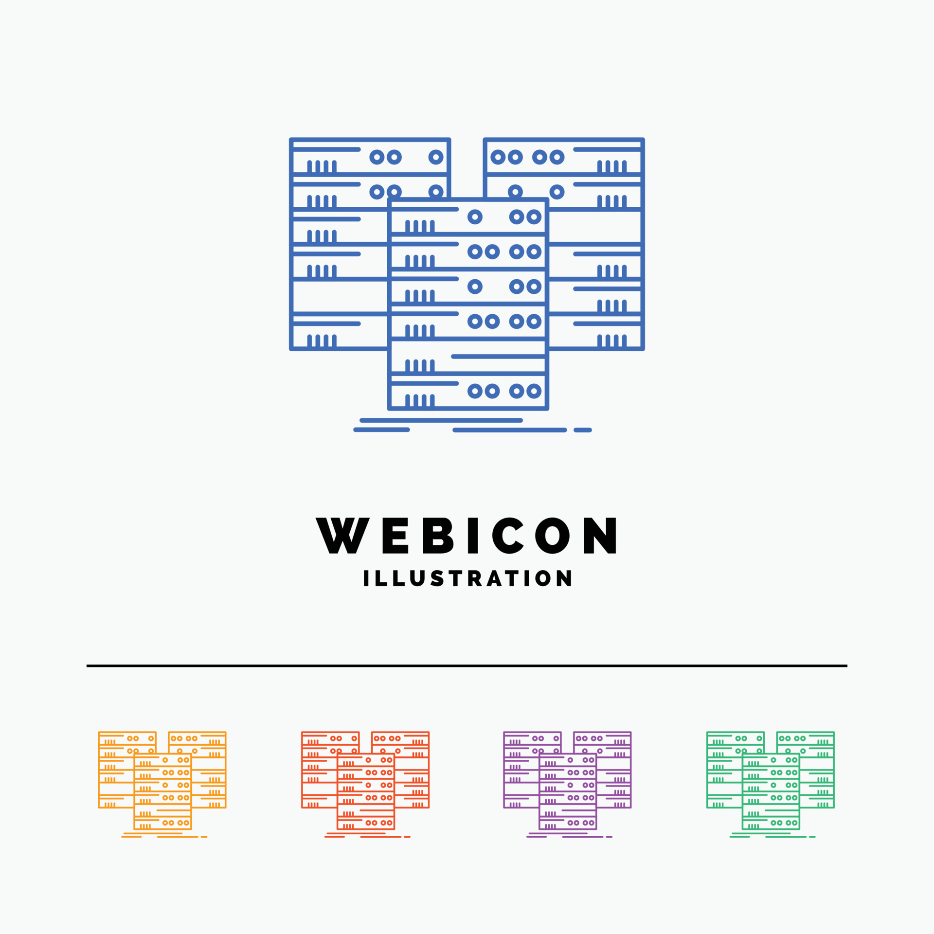 Center Centre Data Database Server 5 Color Line Web Icon Template