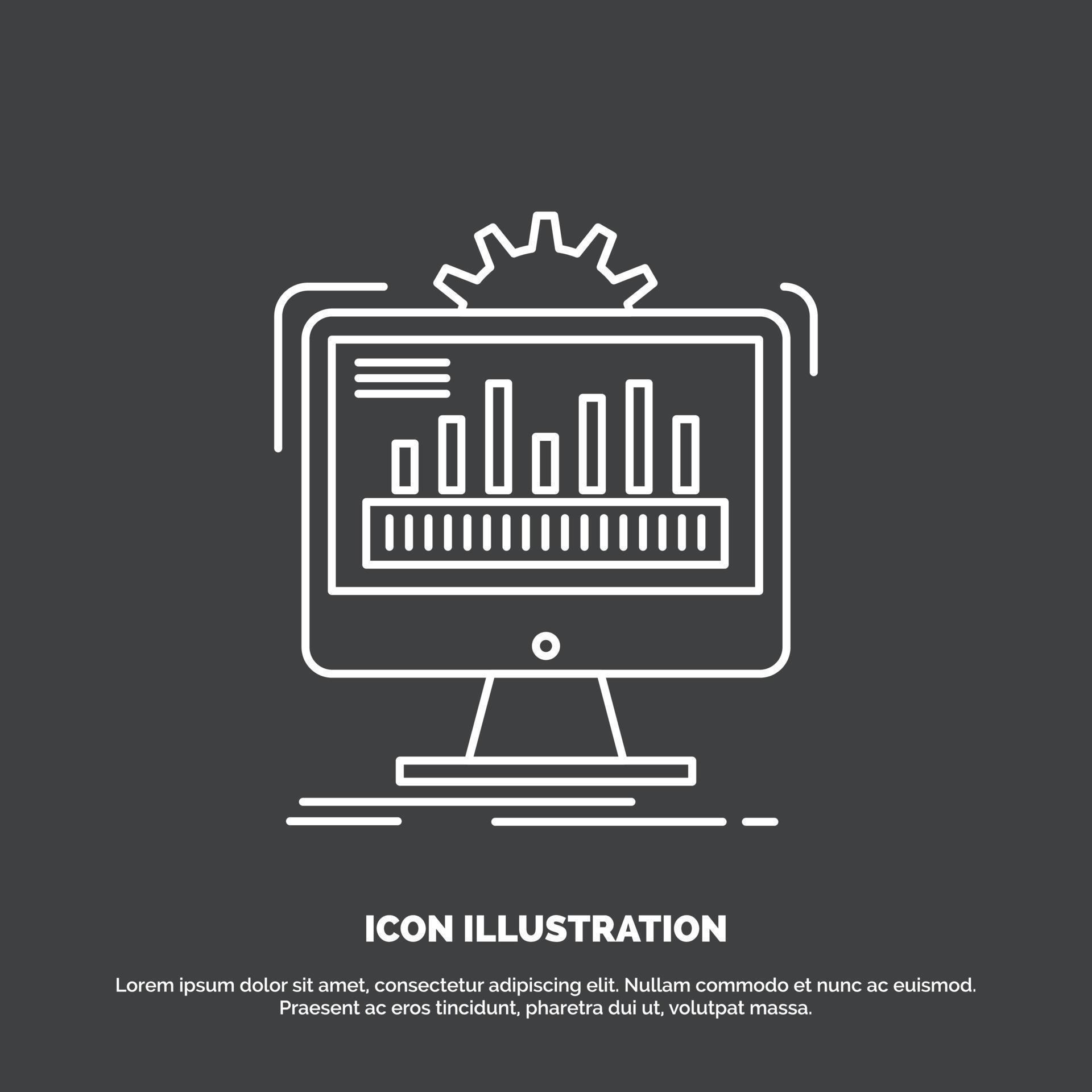 Dashboard Admin Monitor Monitoring Processing Icon Line Vector